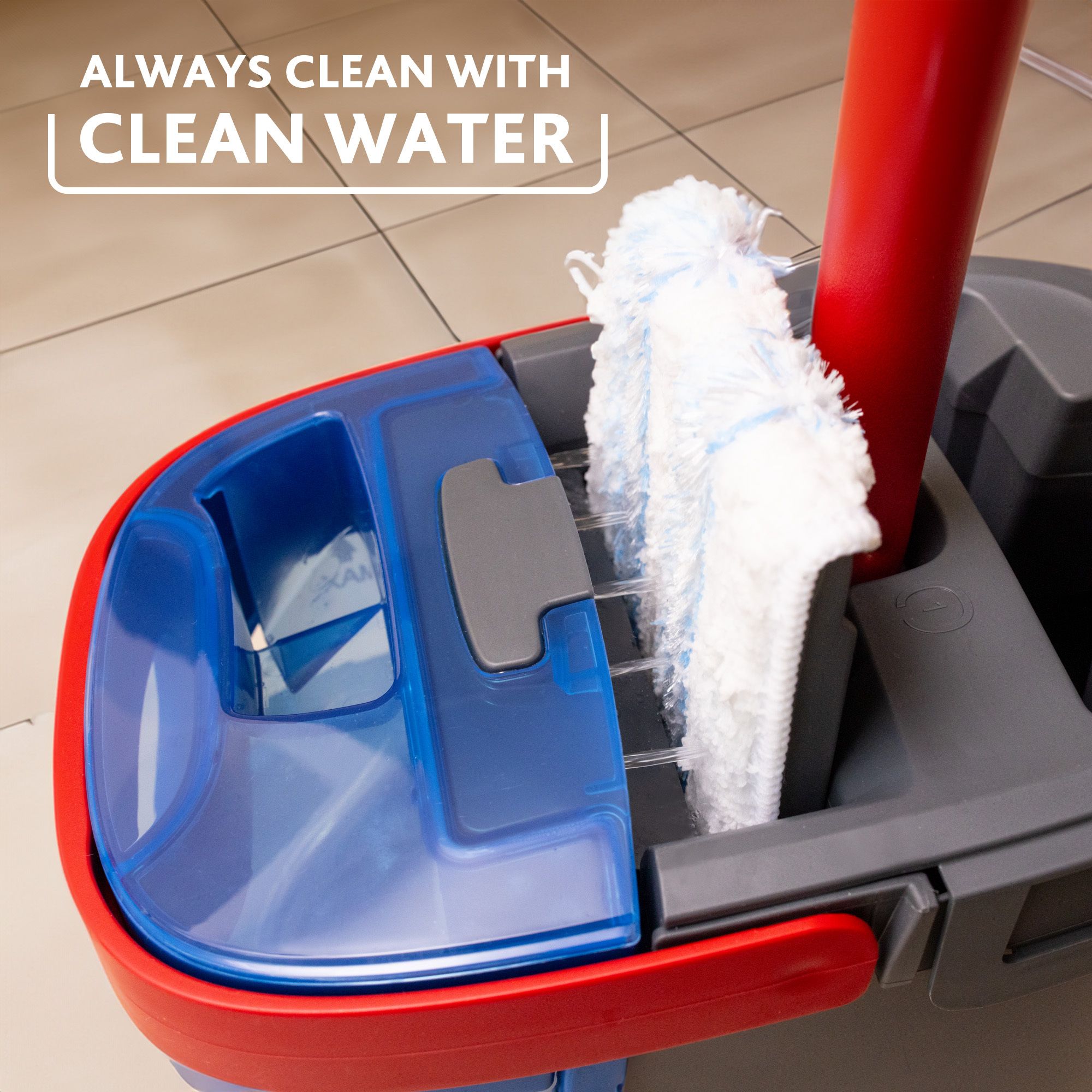 Vileda H2PrO System Blue & Grey Microfibre Hard floor Flat mop