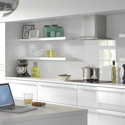 Vistelle Arctic white Glass effect Acrylic Splashback, (H)760mm (W ...