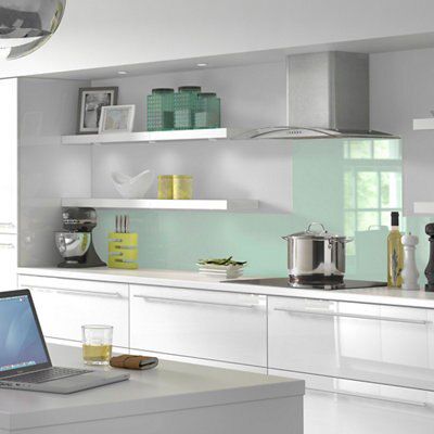 Vistelle Glacier blue Glass effect Acrylic Splashback, (H)760mm (W ...