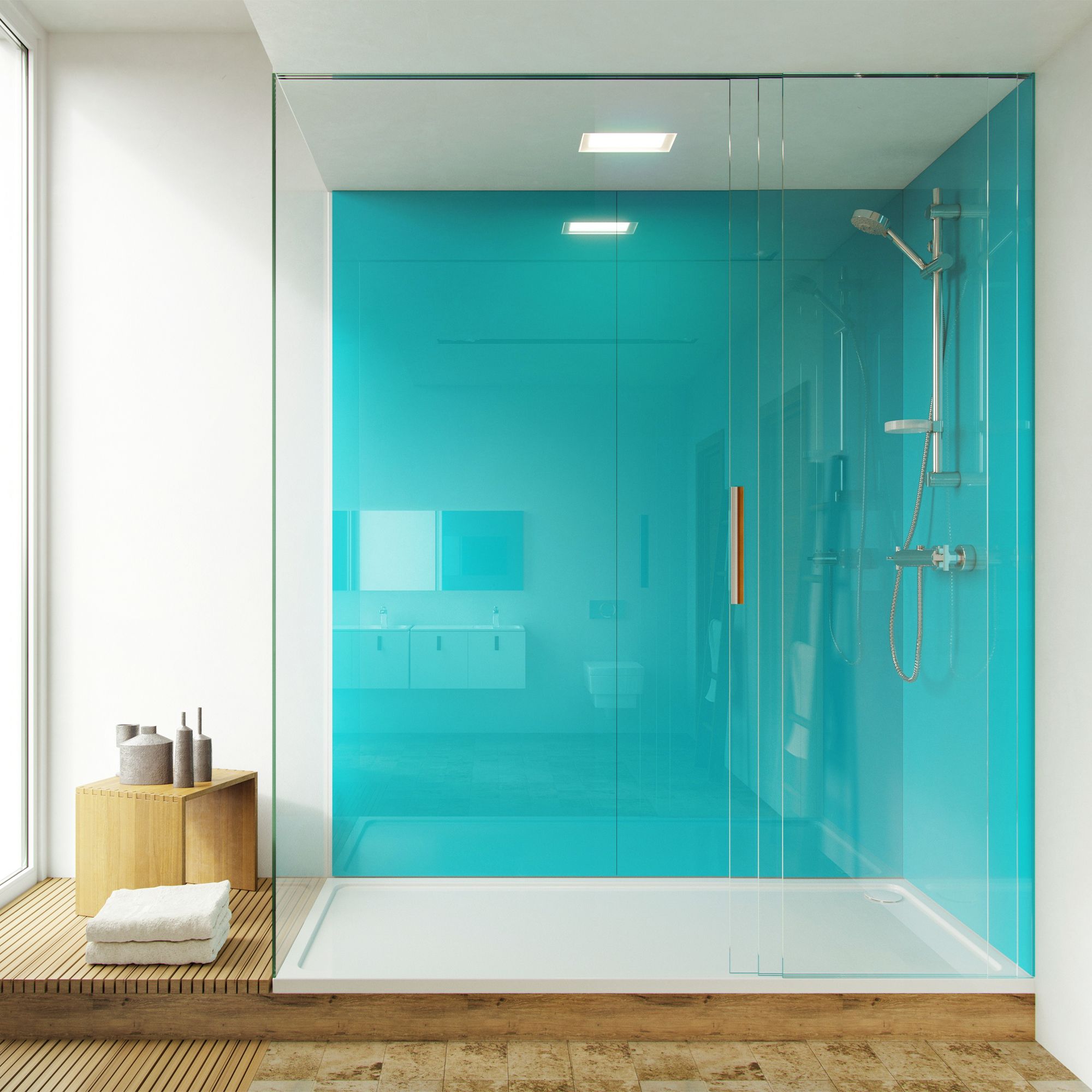 Vistelle High gloss Blue atoll Acrylic Panel (H)2440mm (W)1000mm | DIY ...