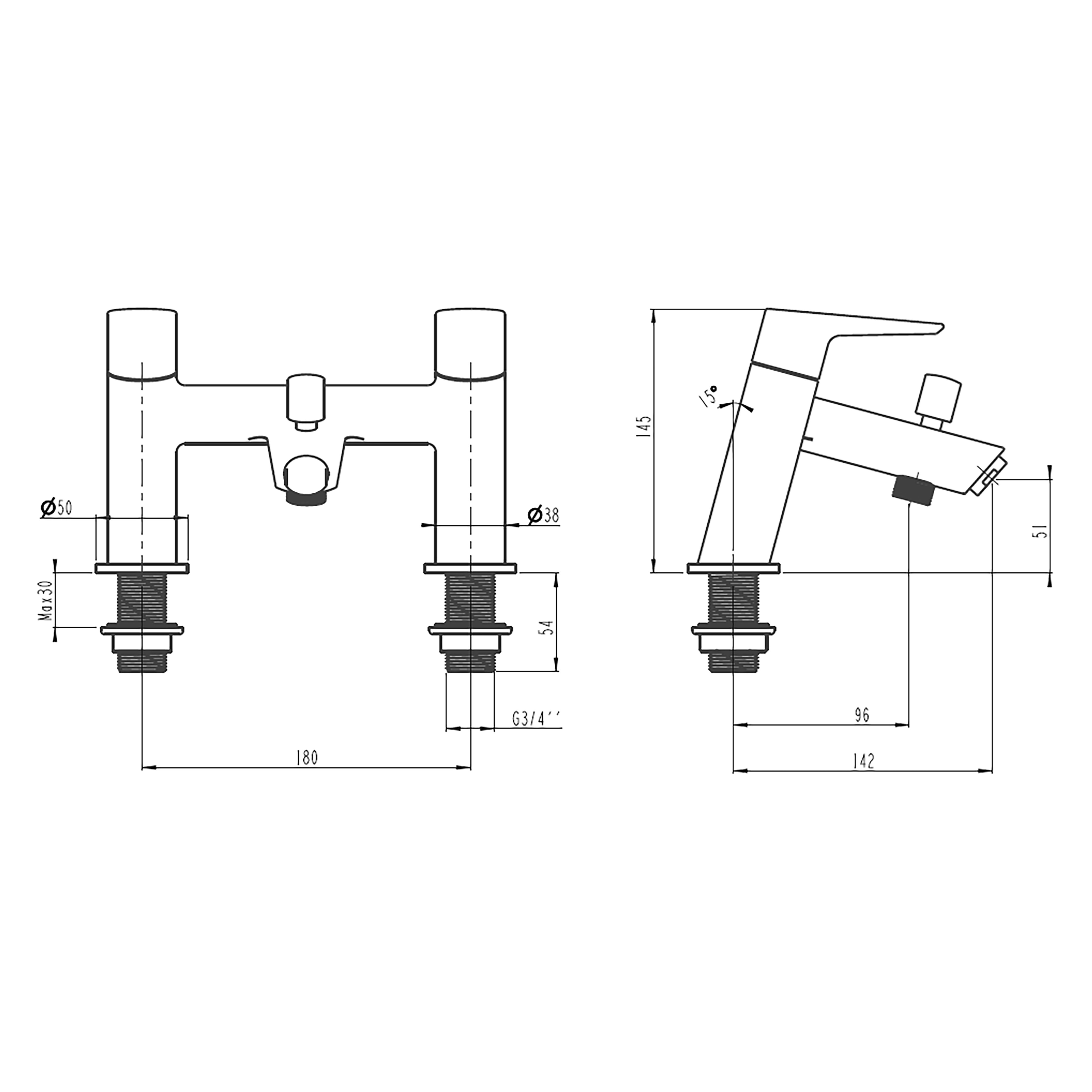 VitrA Solid S Chrome effect 2 Tap-hole Filler Tap