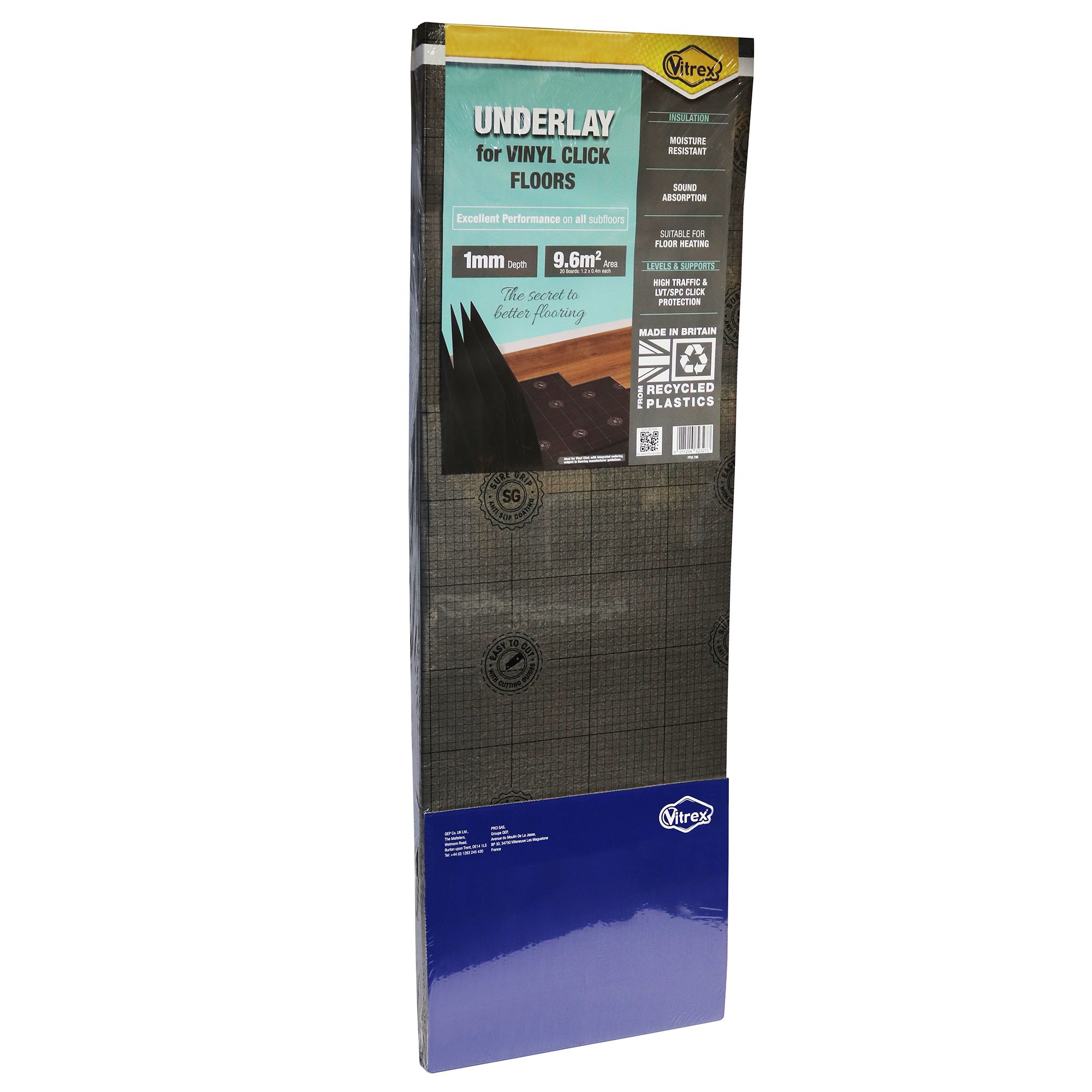Vitrex 1mm XPS foam Vinyl click Underlay panel, 9.6m²