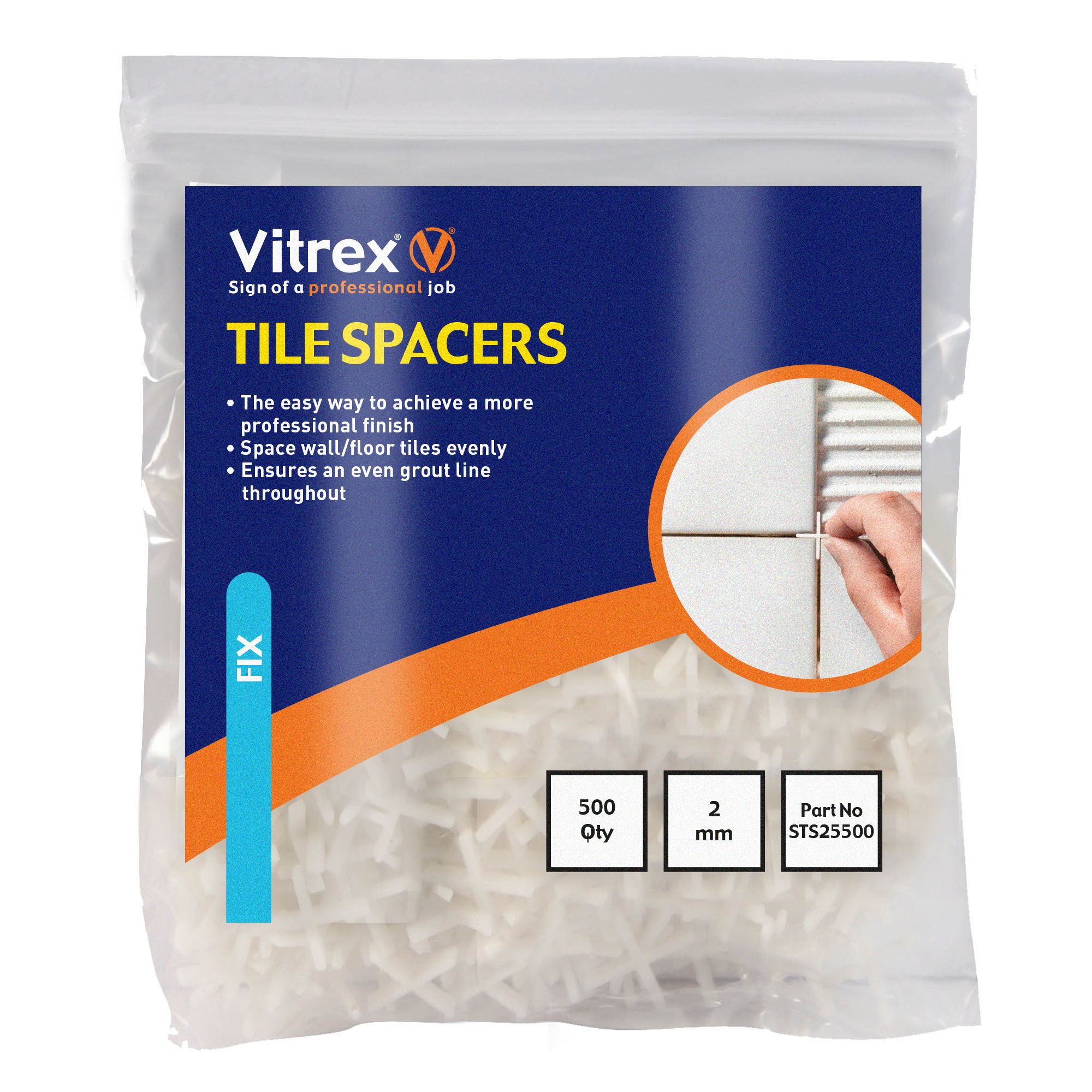 Vitrex SLS2500 Plastic 2mm Tile spacer, Pack of 500 | DIY at B&Q