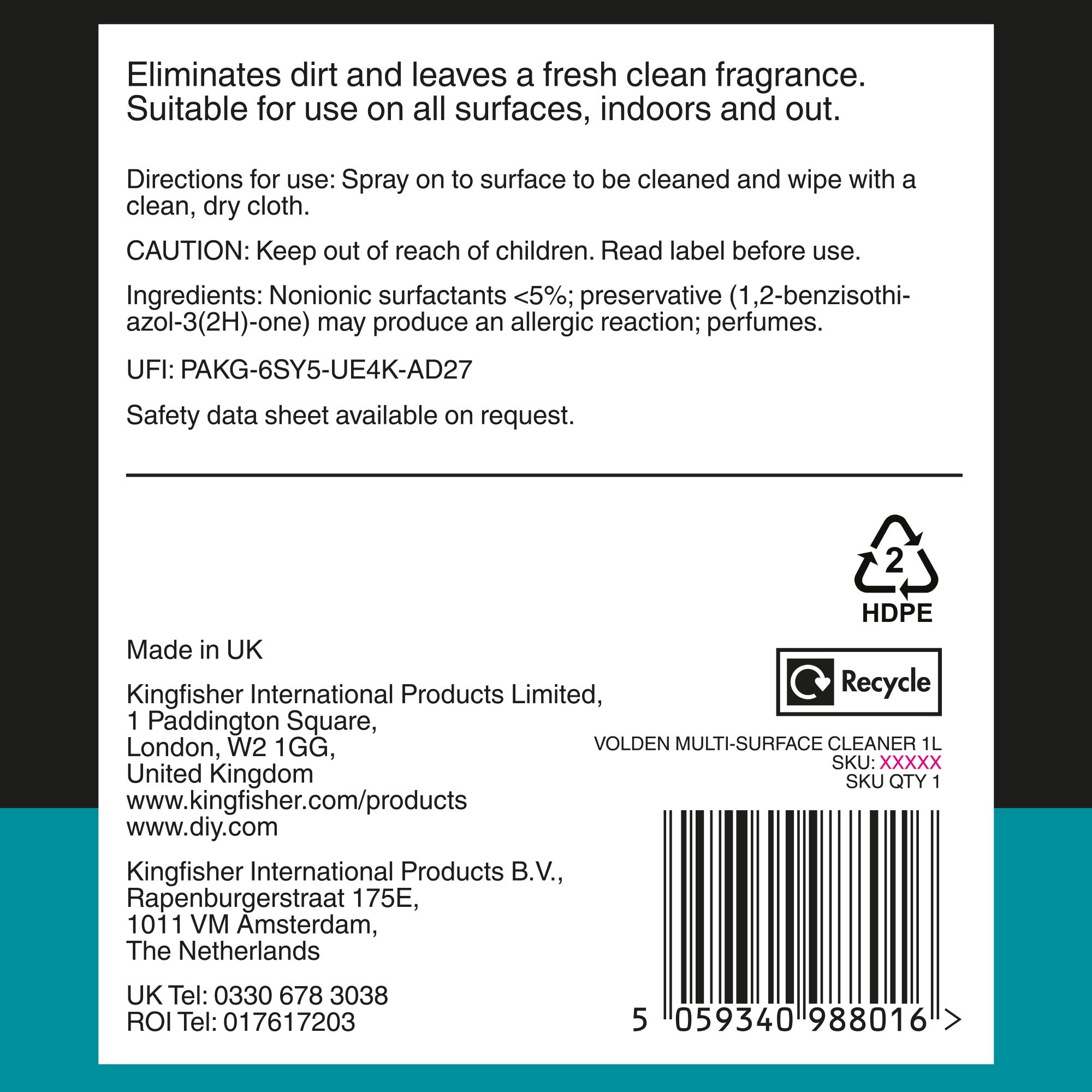 Volden Ocean Fresh Multi-surface Cleaner, 1L