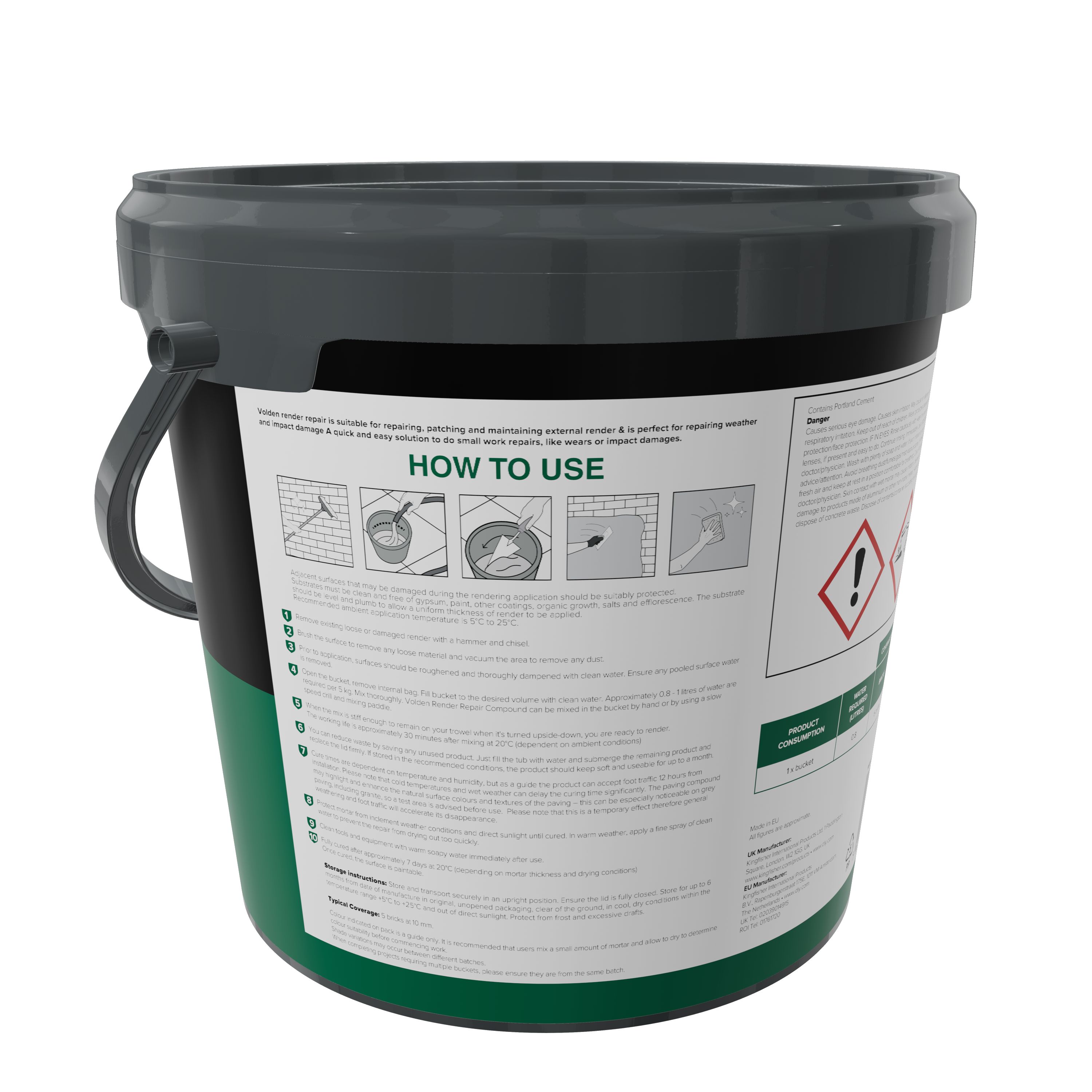 Volden Repair Render compound, 5kg Tub - Requires mixing before use