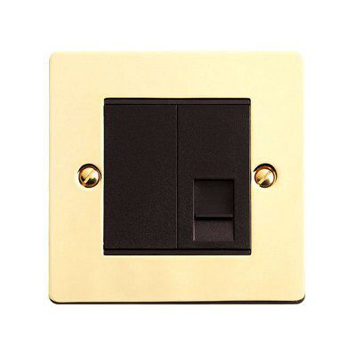 Volex Brass 1 gang Telephone socket