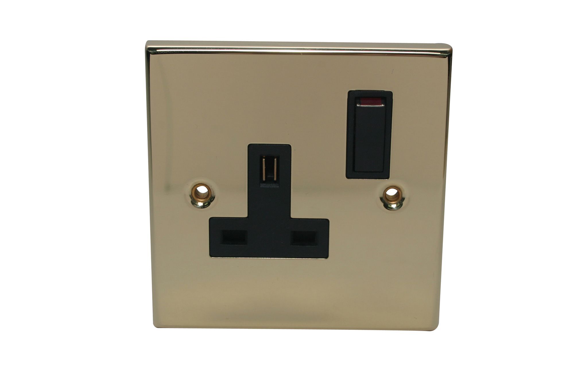 Volex Brass effect Single 13A 240V Gloss Gold Socket