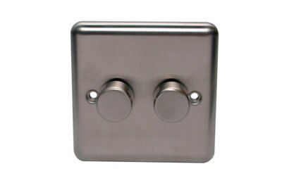 Volex Steel profile Double 2 way Dimmer switch