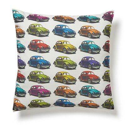 VW Beetle Multicolour Print effect Cushion, (L)43cm x (W)43cm