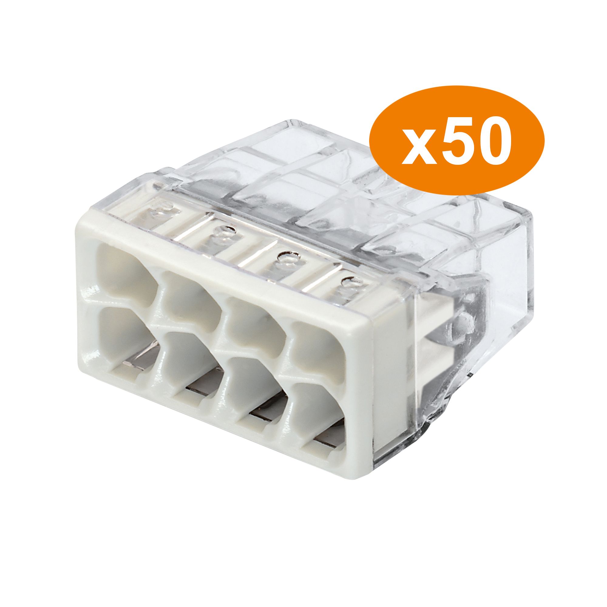 Wago Séries 273 Clear 24A 8 way In-line wire connector, Pack of 50