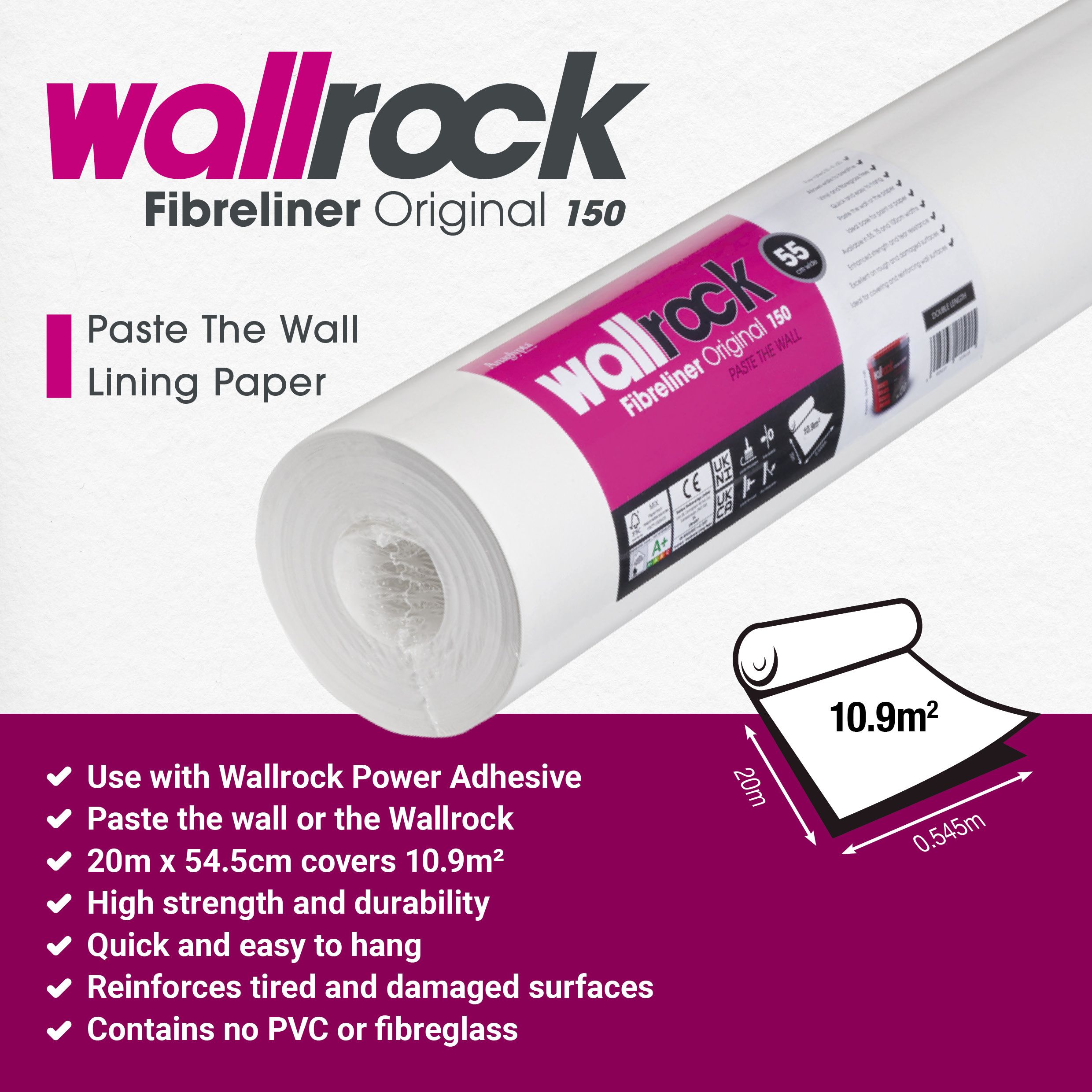 Wallrock Fibreliner Original 150 White Wallpaper