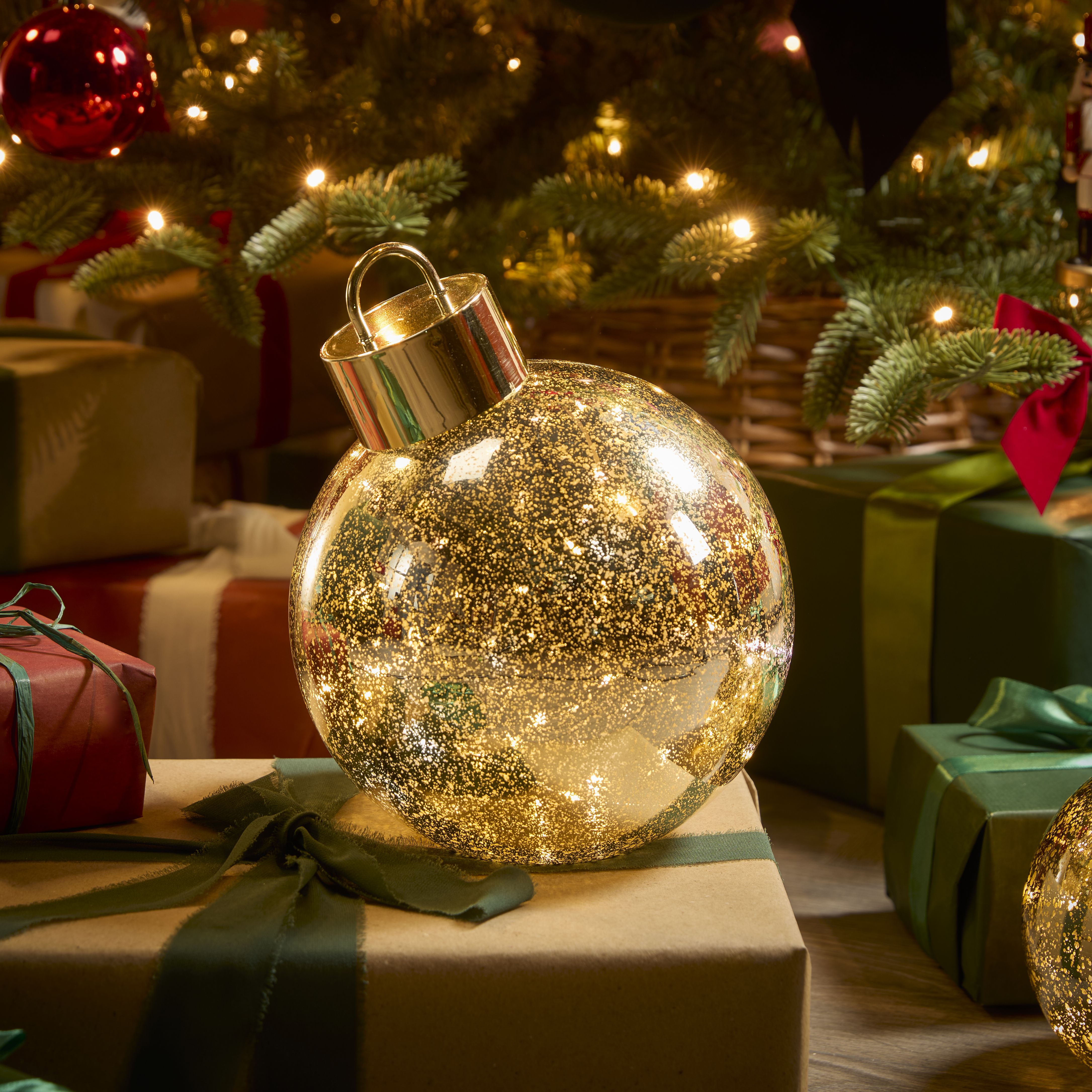 Warm white LED Bauble Freestanding Silhouette (H) 240mm