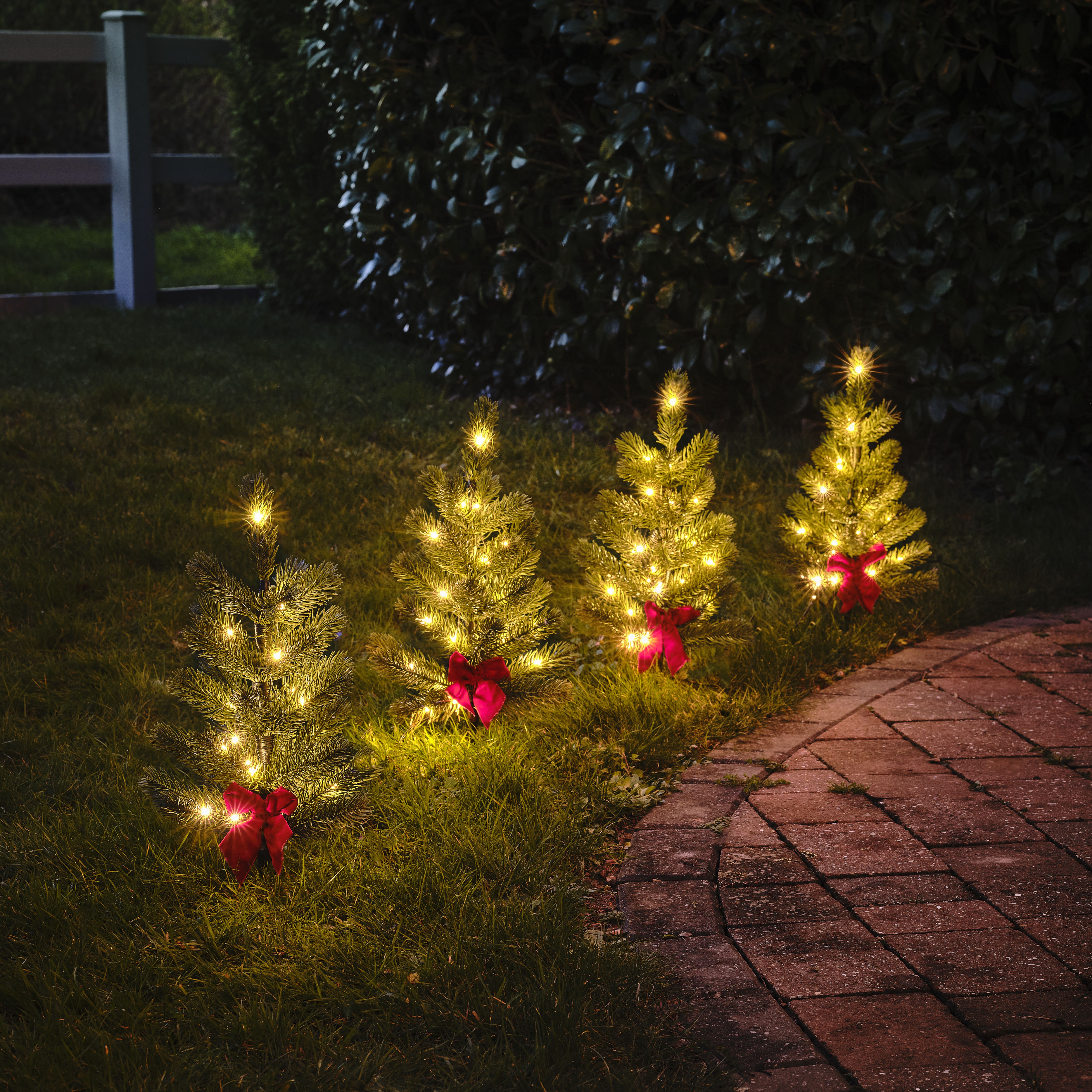 Warm white LED Christmas tree Path light (H) 480mm, Set of 4