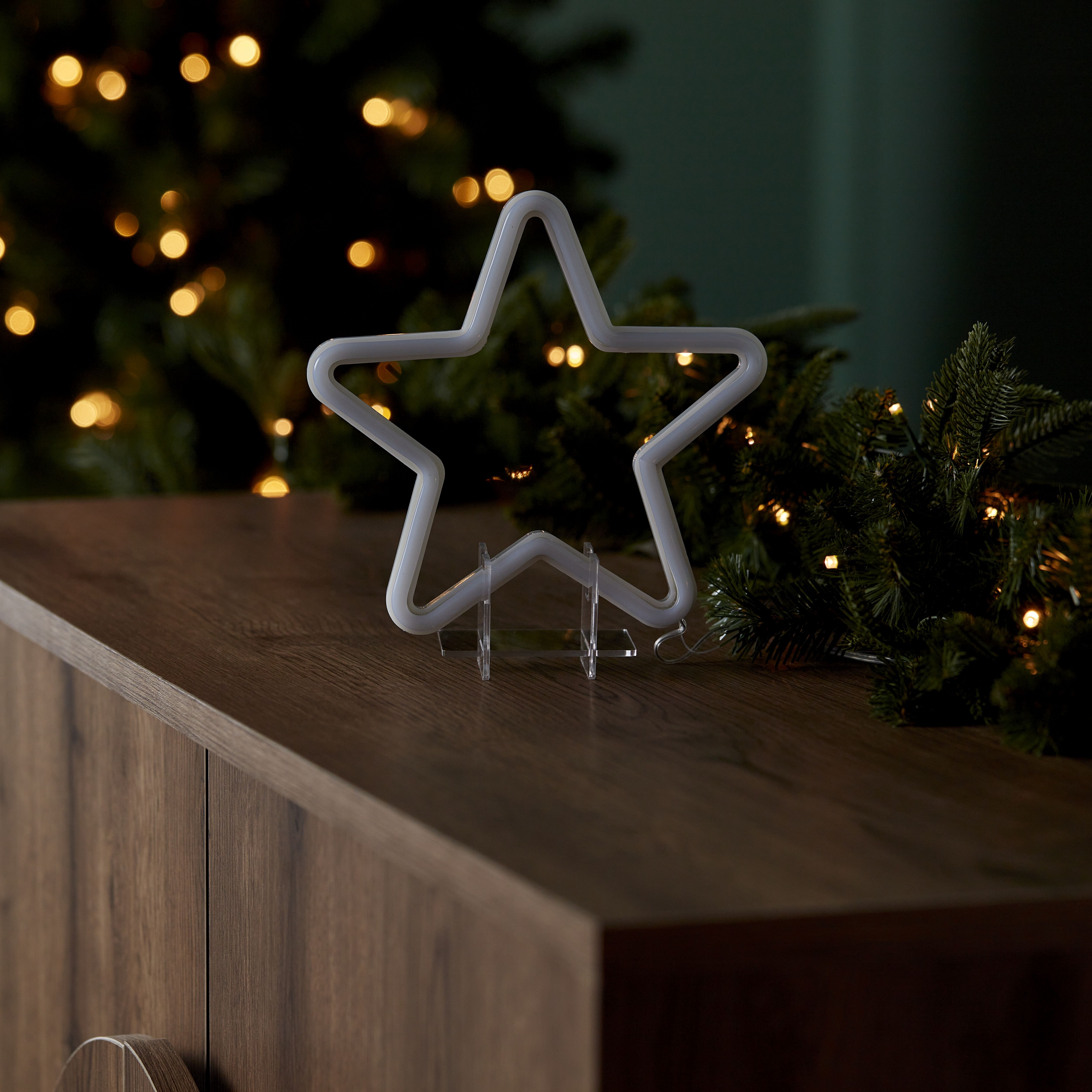 Warm white LED Star Freestanding Silhouette (H) 190mm