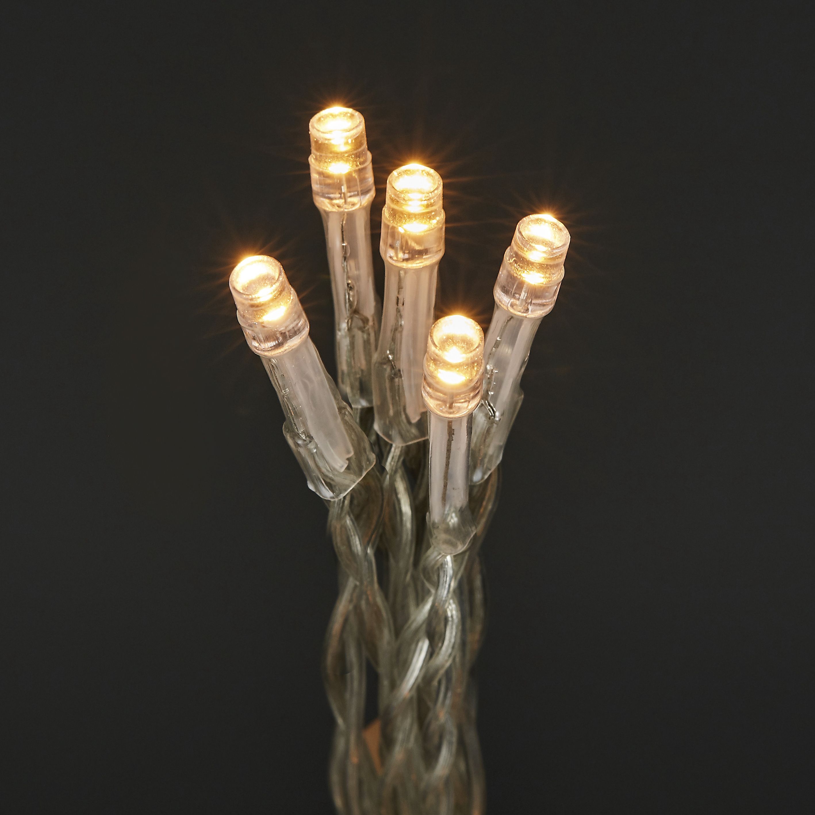 Warm white LED String lights Timer function Clear cable