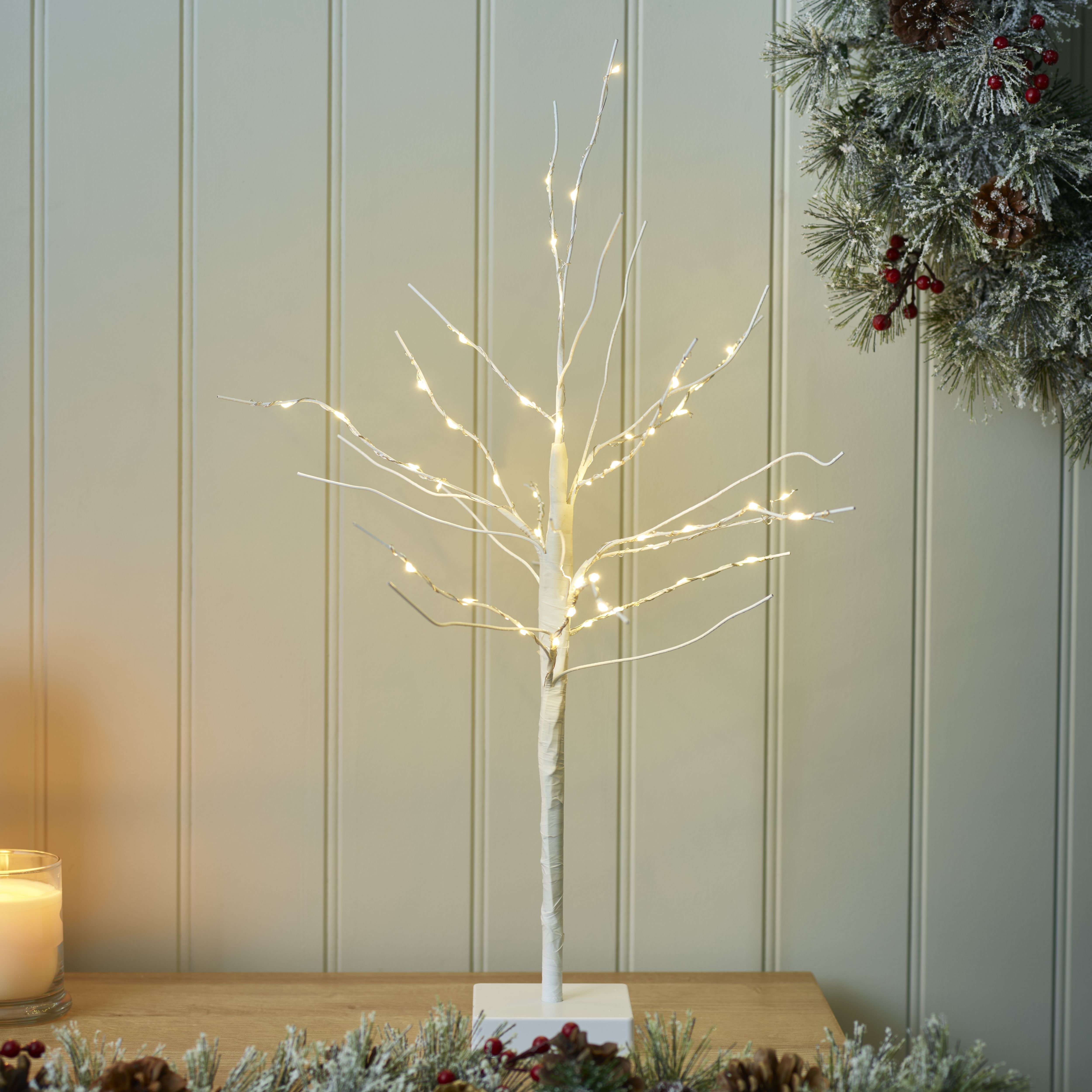 Warm white LED White Tree Single Christmas light (H) 600mm | DIY at B&Q