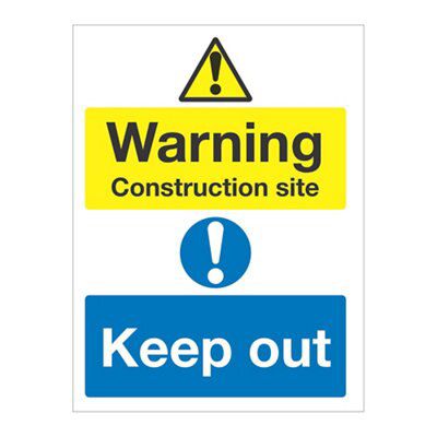 Warning construction Plastic Safety sign, (H)400mm at B&Q