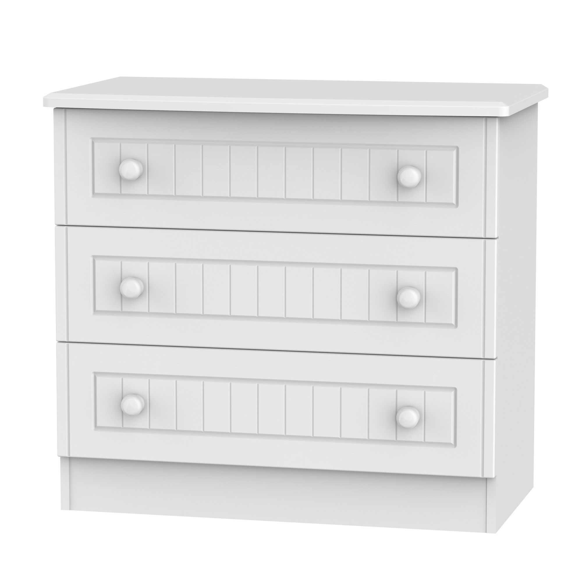 Warwick Matt white Chipboard & MDF 3 Drawer Chest of drawers (H)695mm ...