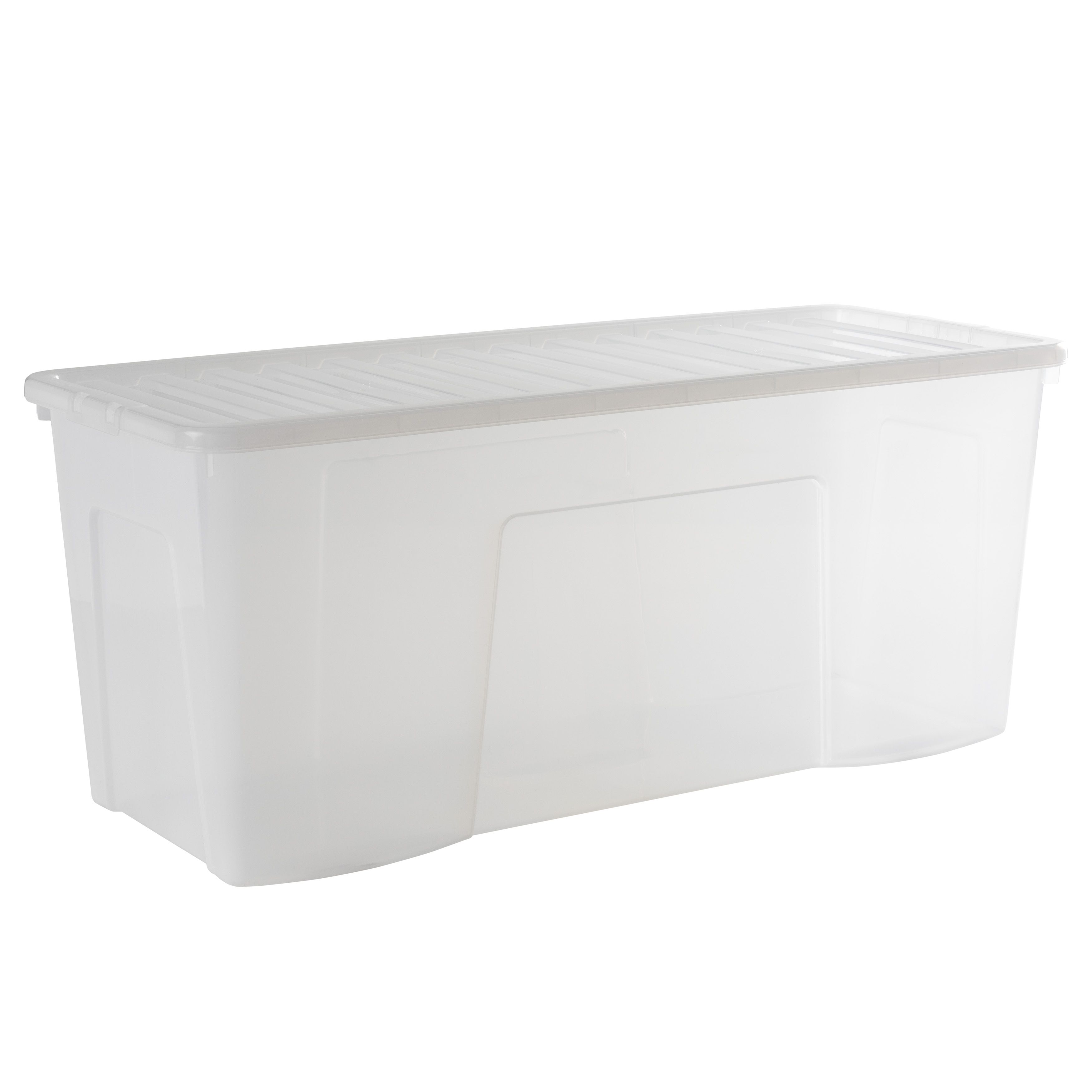 Wham Crystal Clear Rectangular 133L XL Plastic Stackable Storage box ...