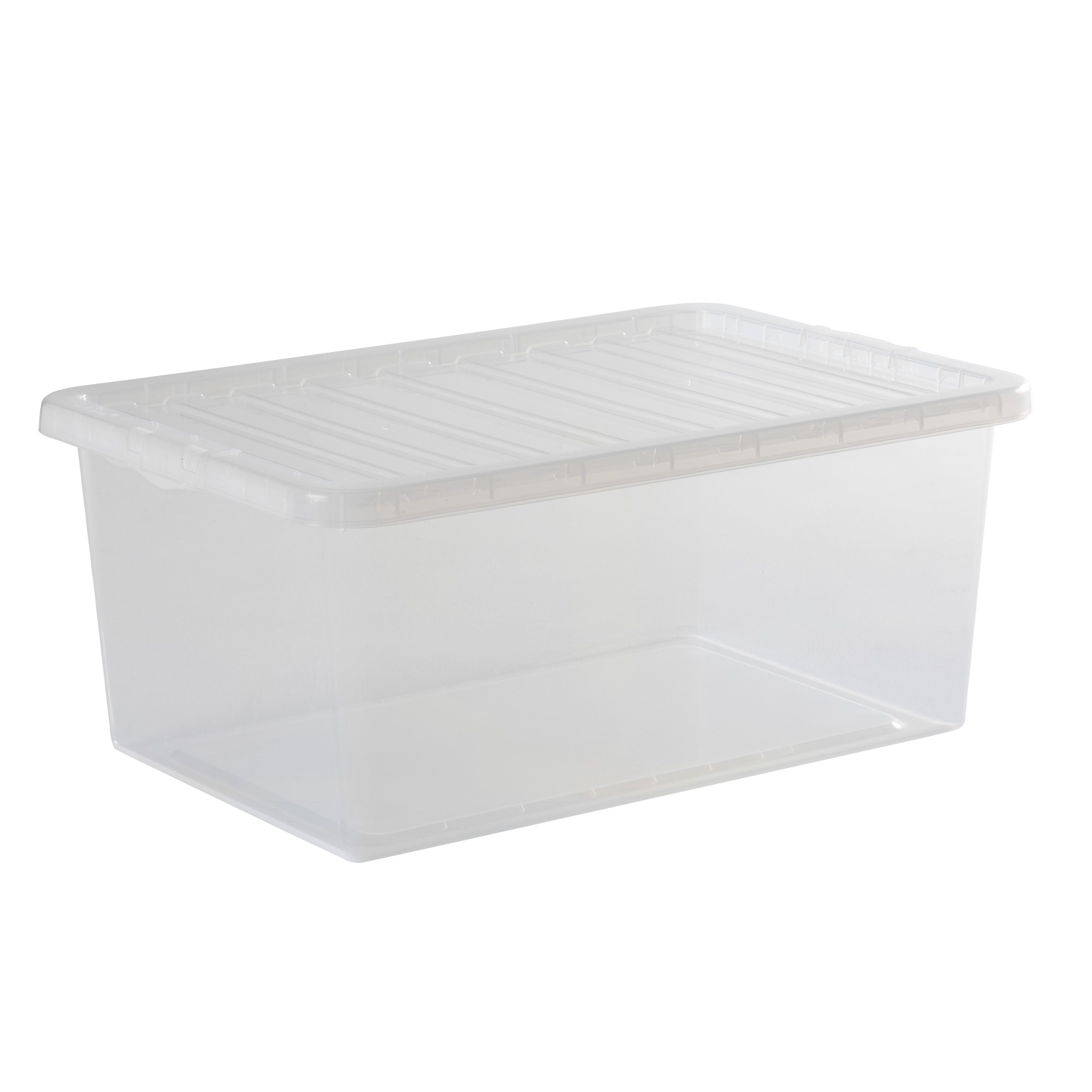 Wham Crystal Clear Rectangular 45L Medium Plastic Stackable Storage box ...
