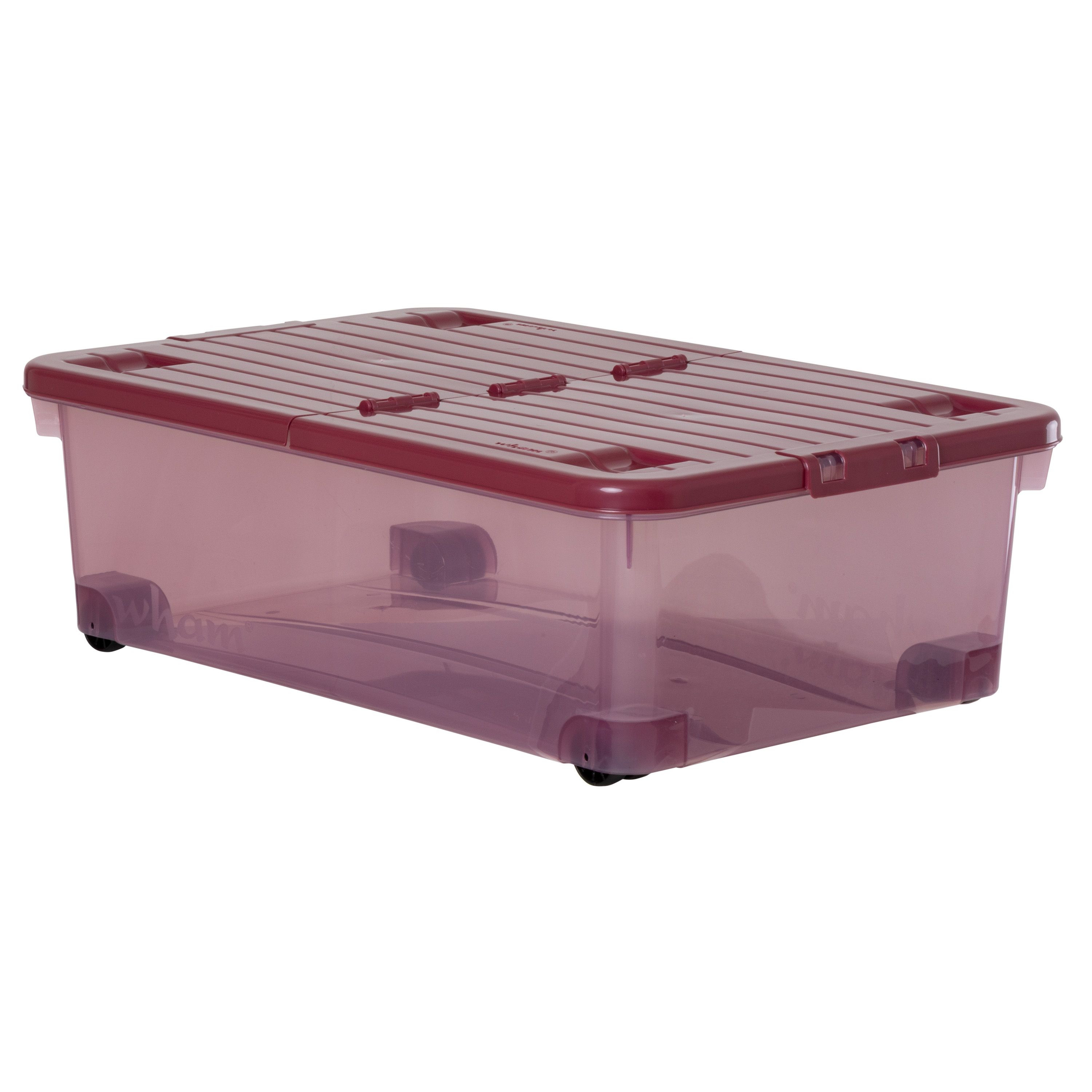 Wham Maroon Rectangular 32L Medium Plastic Stackable Underbed Wheeled ...