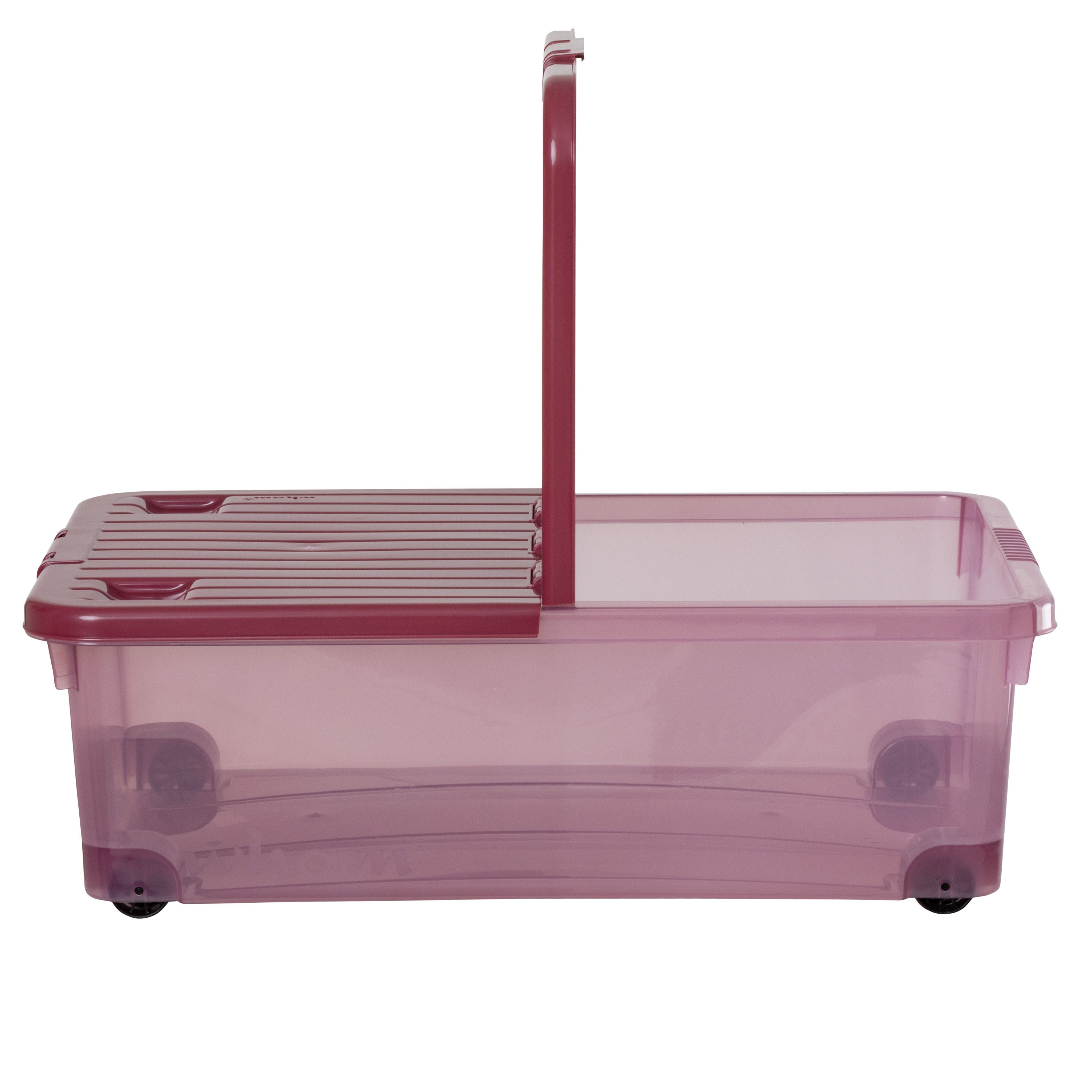 Wham Maroon Rectangular 32L Medium Plastic Stackable Underbed Wheeled ...