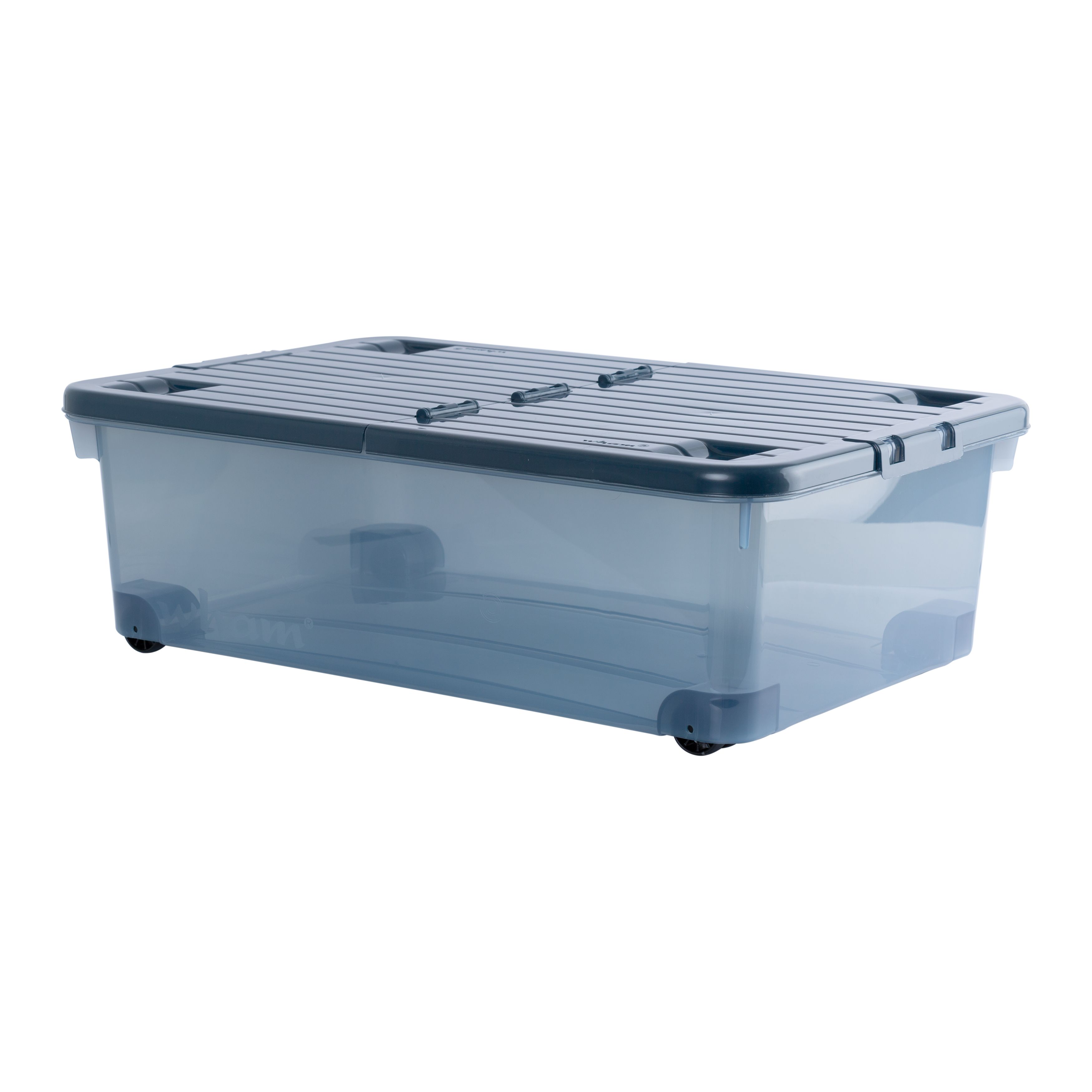 Wham Midnight Rectangular 32L Medium Plastic Stackable Underbed Wheeled ...