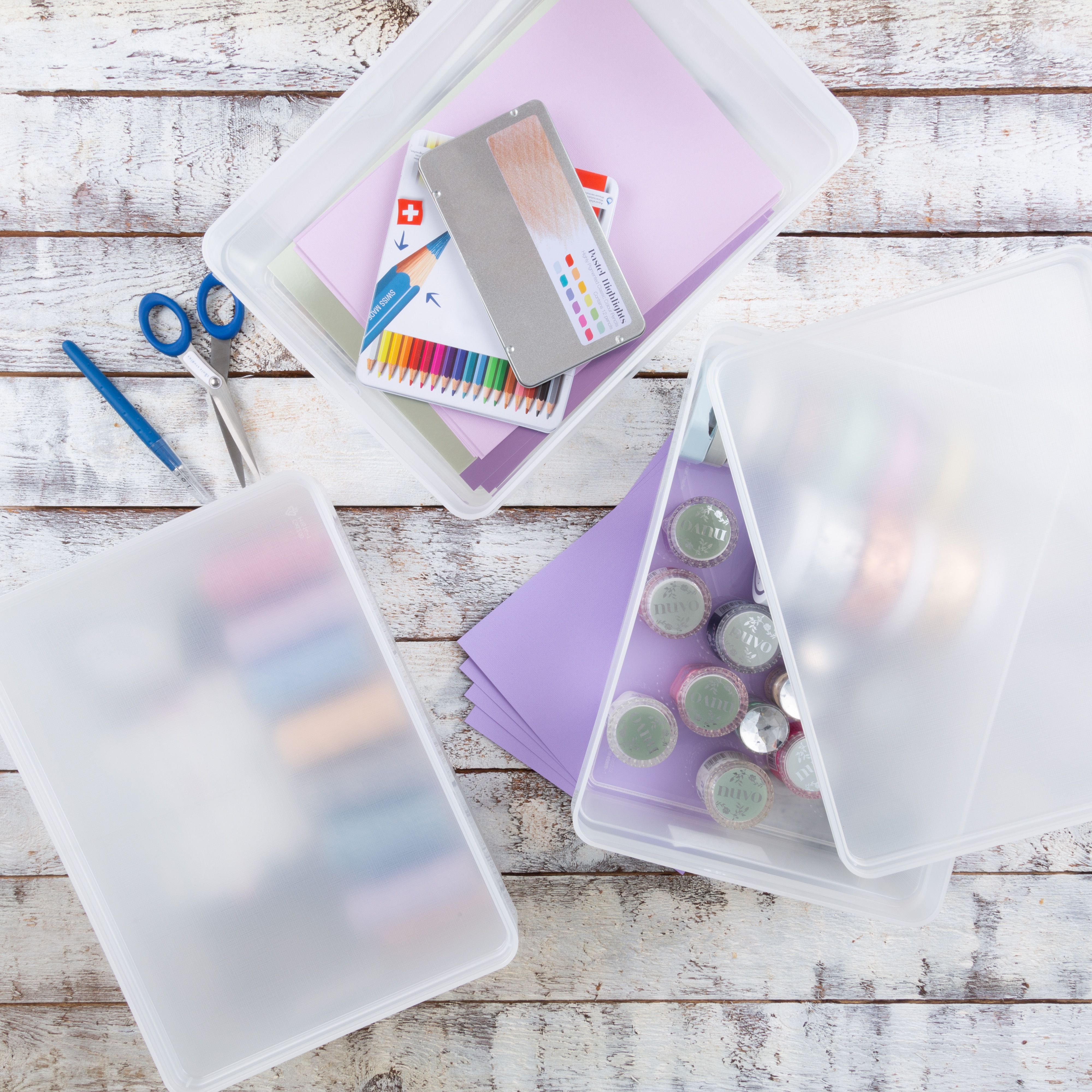 Wham Studio Stack Linen Finish Matt clear Plastic Stackable Storage ...