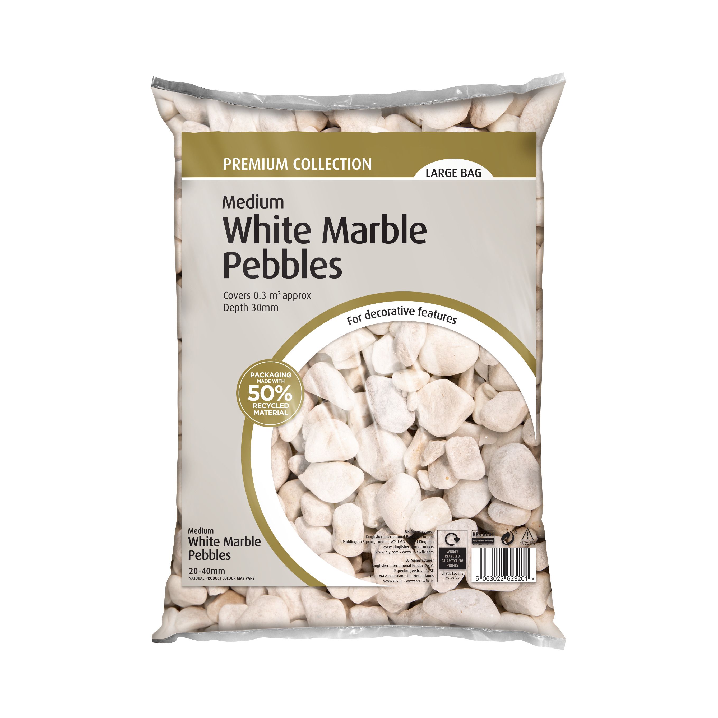 White 20-40mm Pebbles