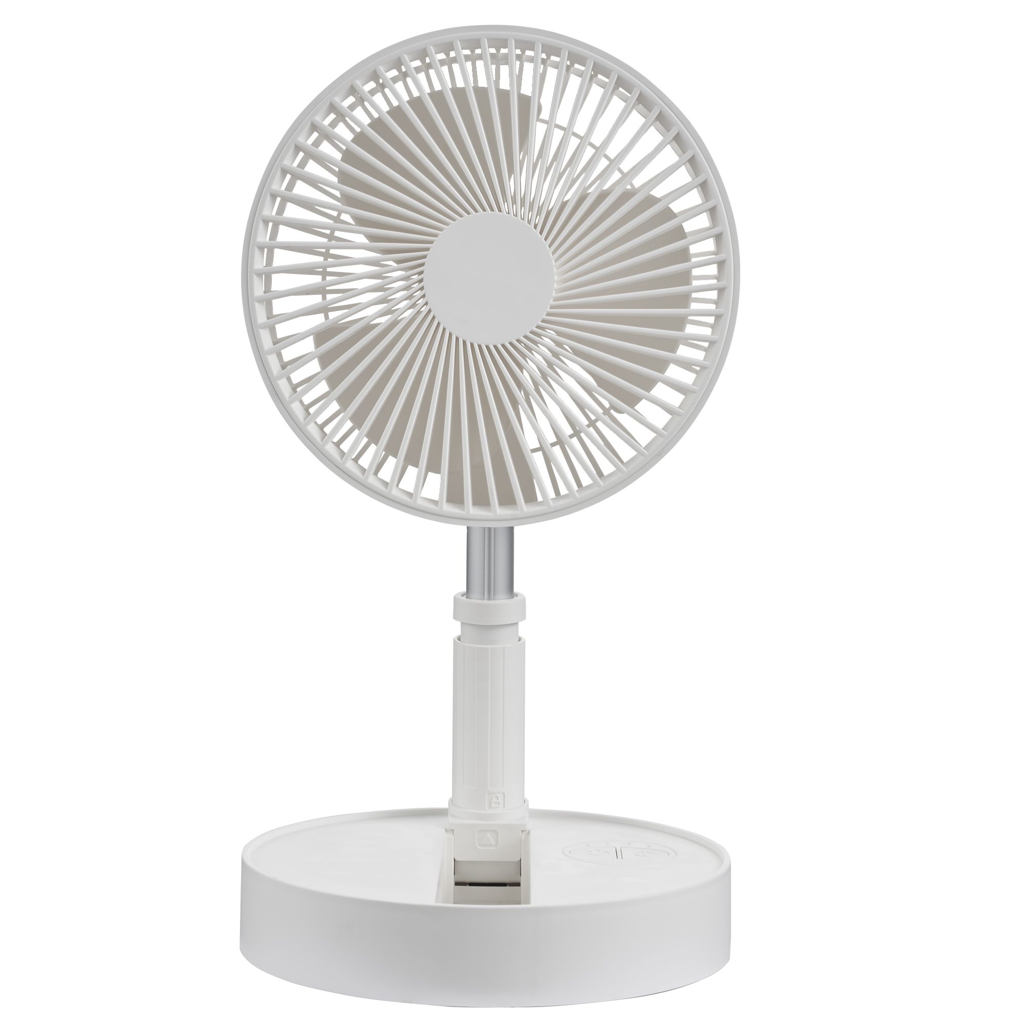 White 6" Foldable Rechargeable Fan With adjustable height