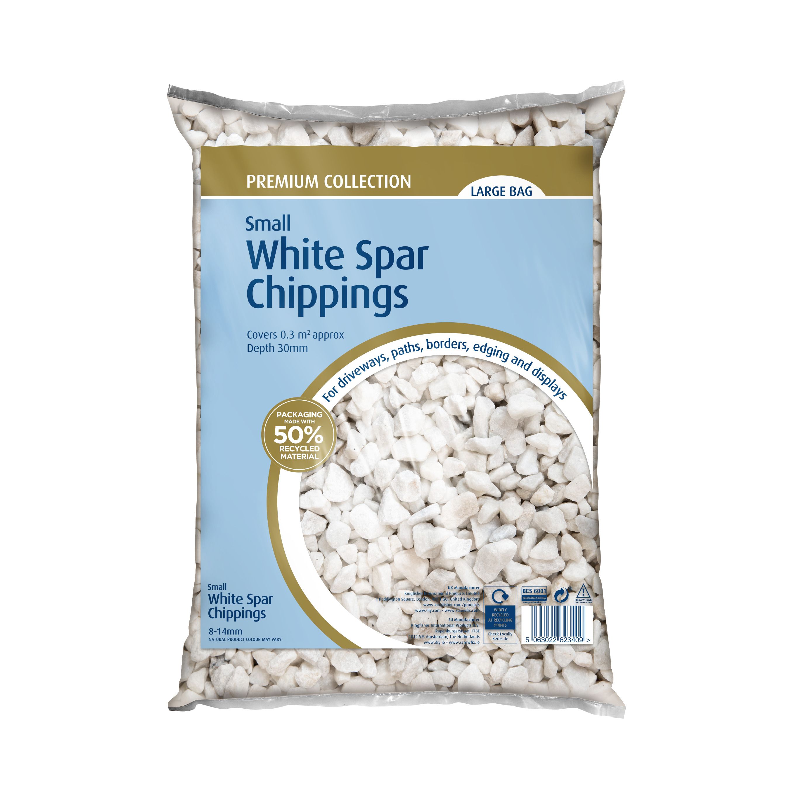 White 8-14mm Chippings, 0.3m²