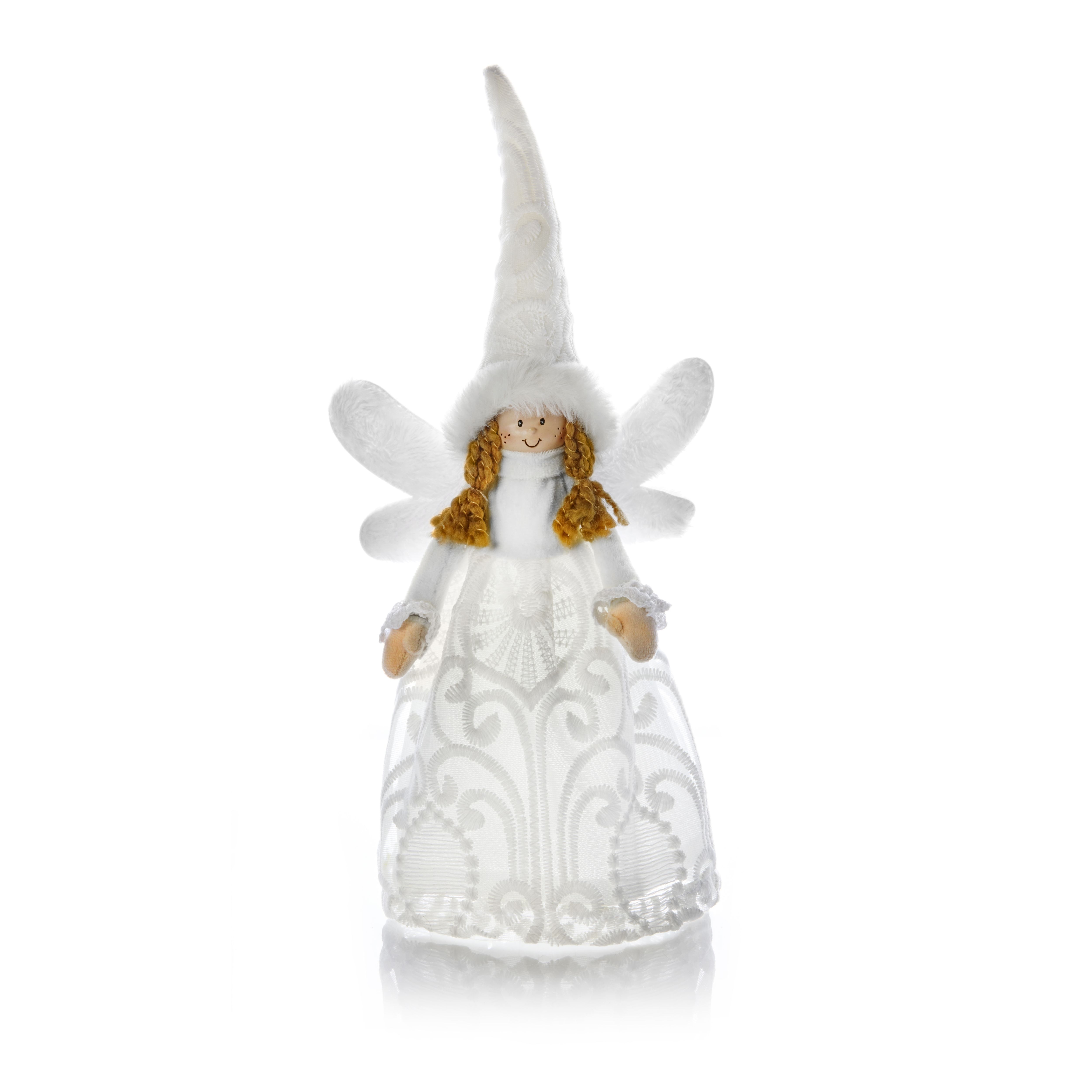 White Angel with hat Christmas tree topper