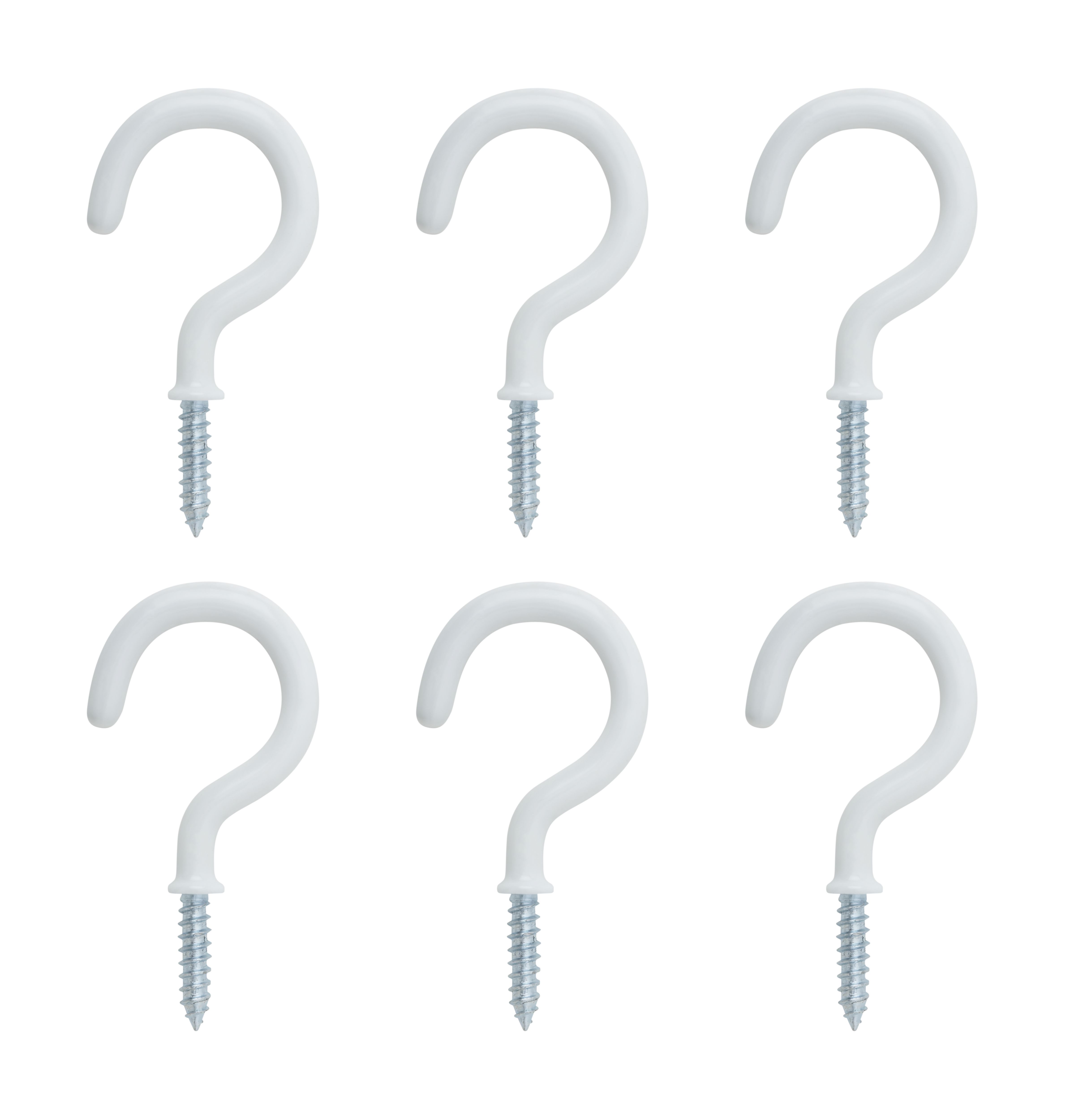 White Extra large Cup hook (L)56mm, Pack of 6 | DIY at B&Q