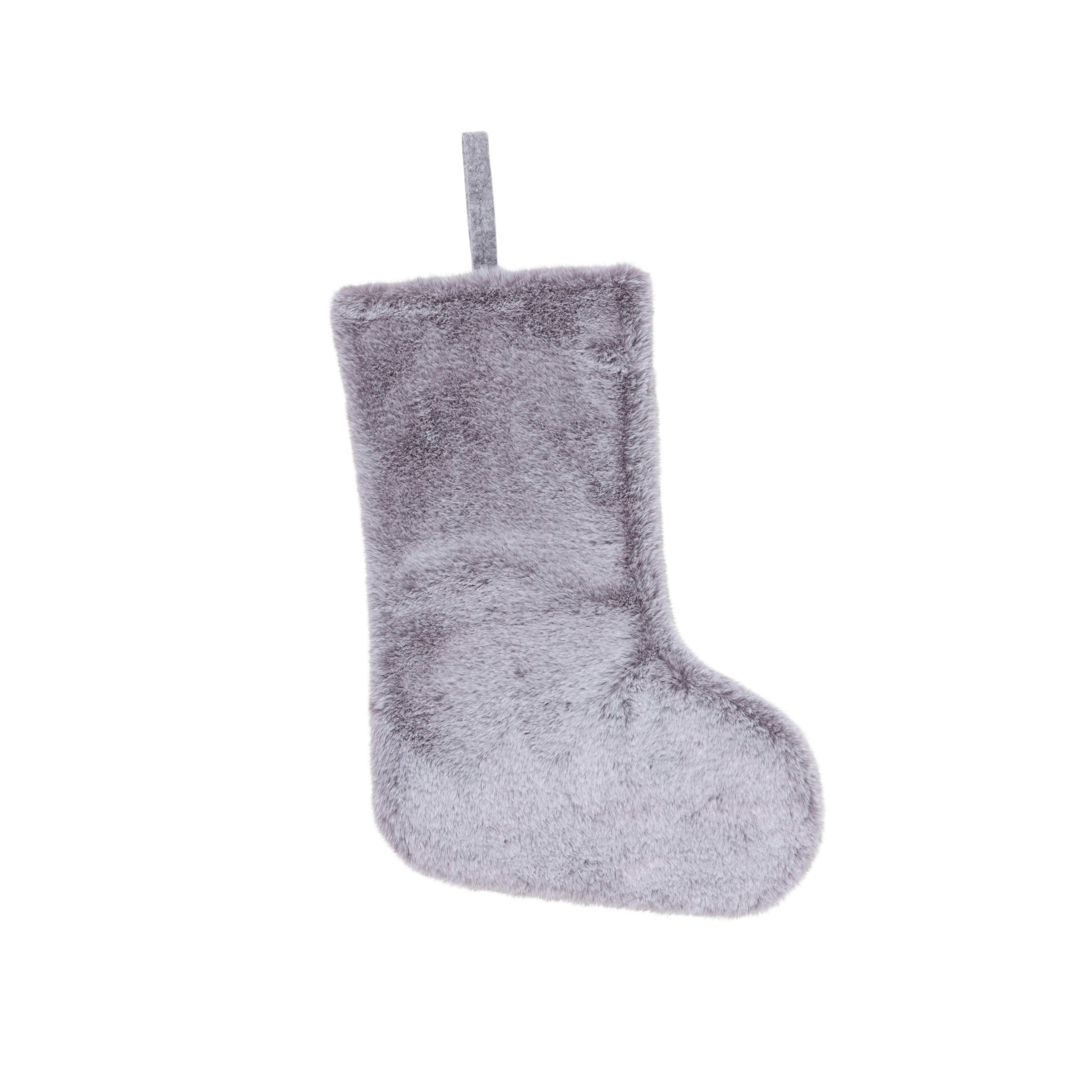 White & grey Fabric Faux fur Stocking