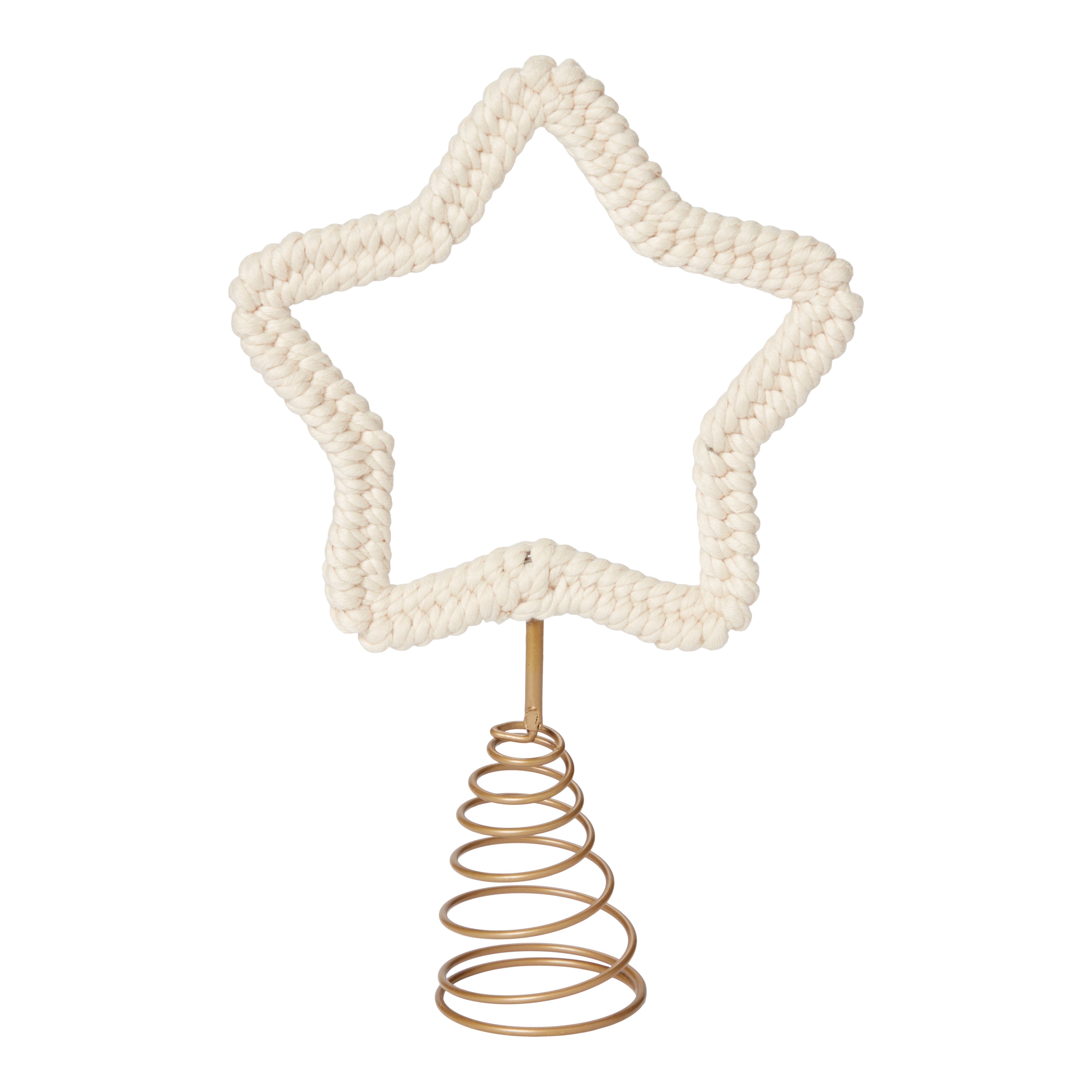 White Macrame & metal Star Christmas tree topper