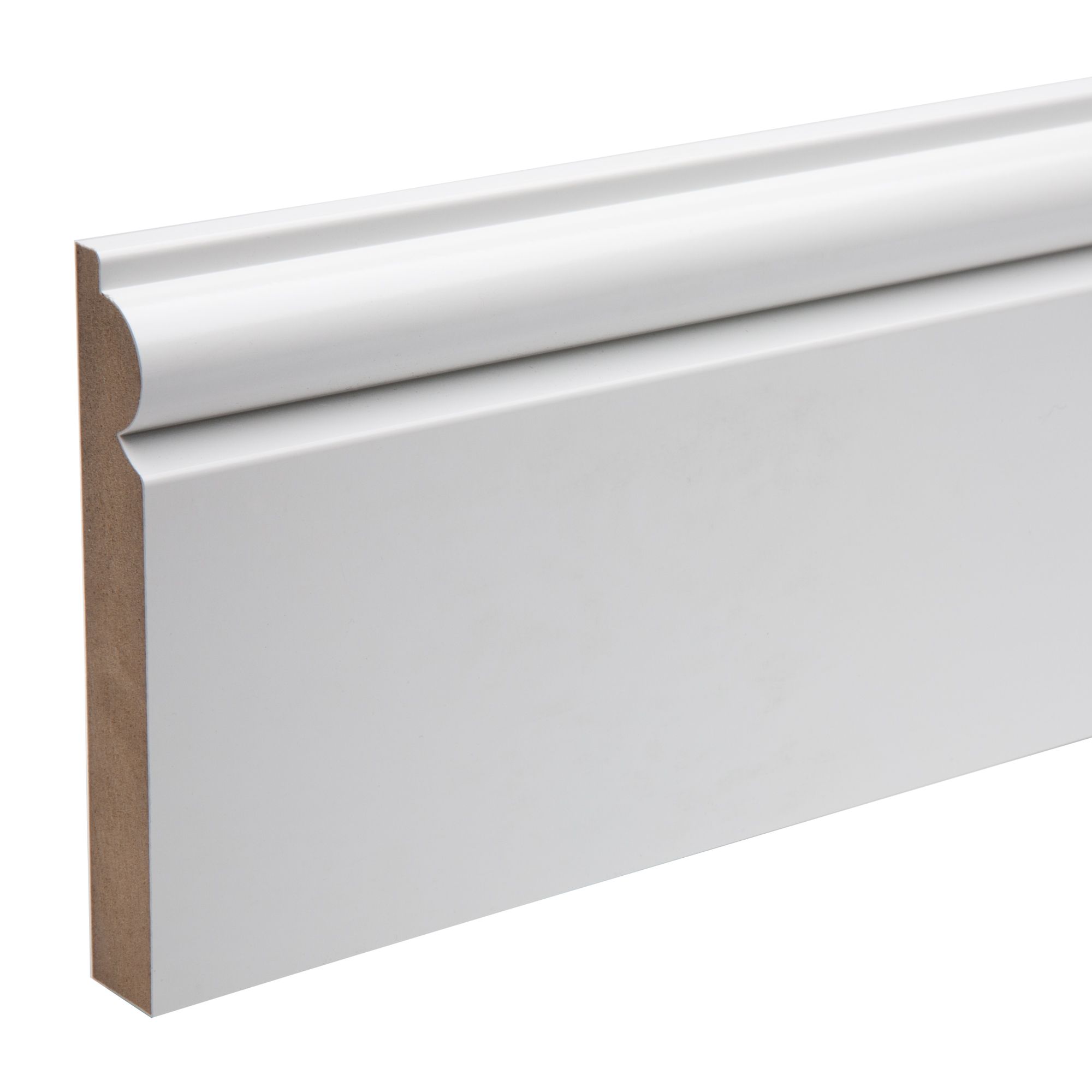 White MDF Torus Skirting board (L)2400mm (W)119mm (T)18mm, Pack of 2