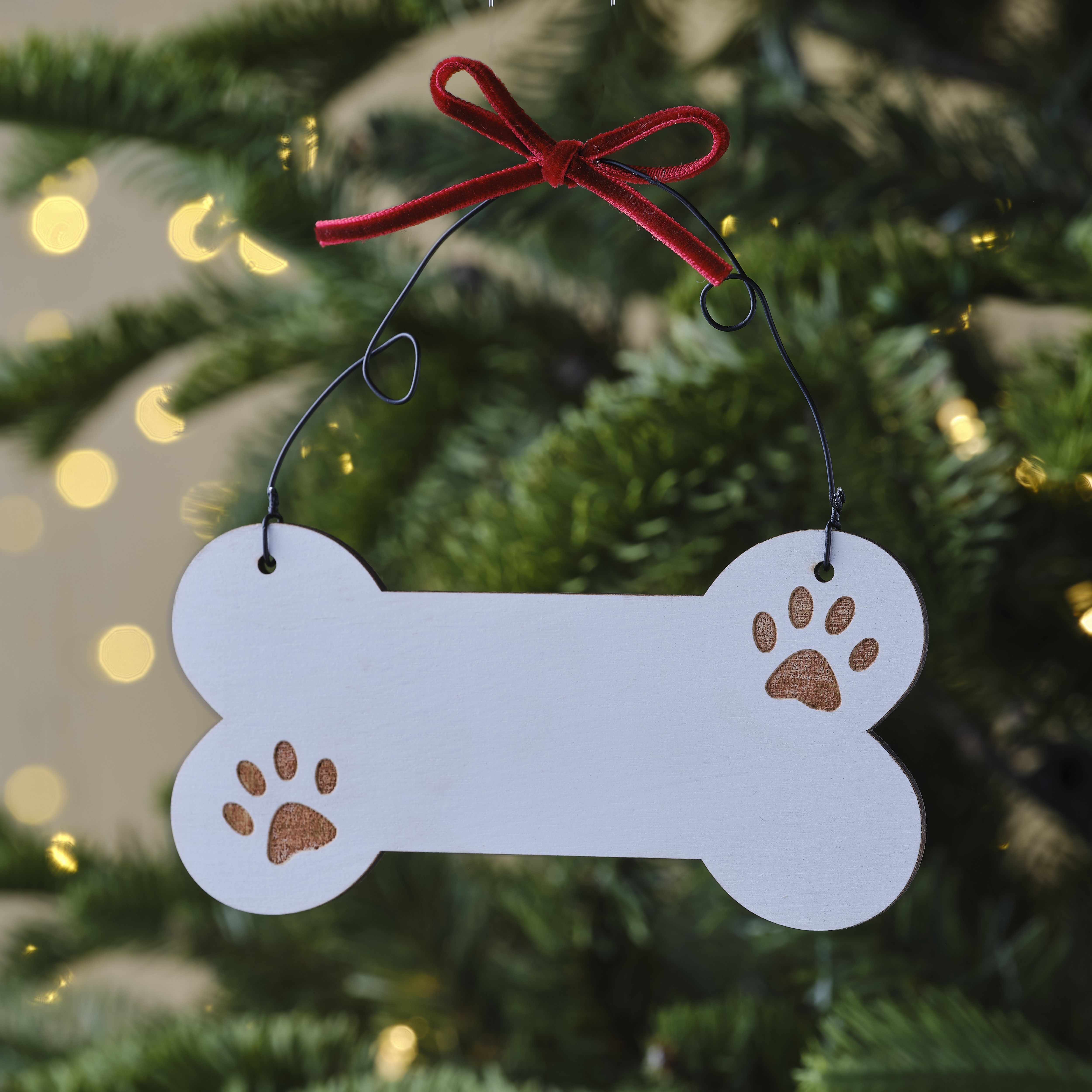 White Paw print Wood Hanging decoration