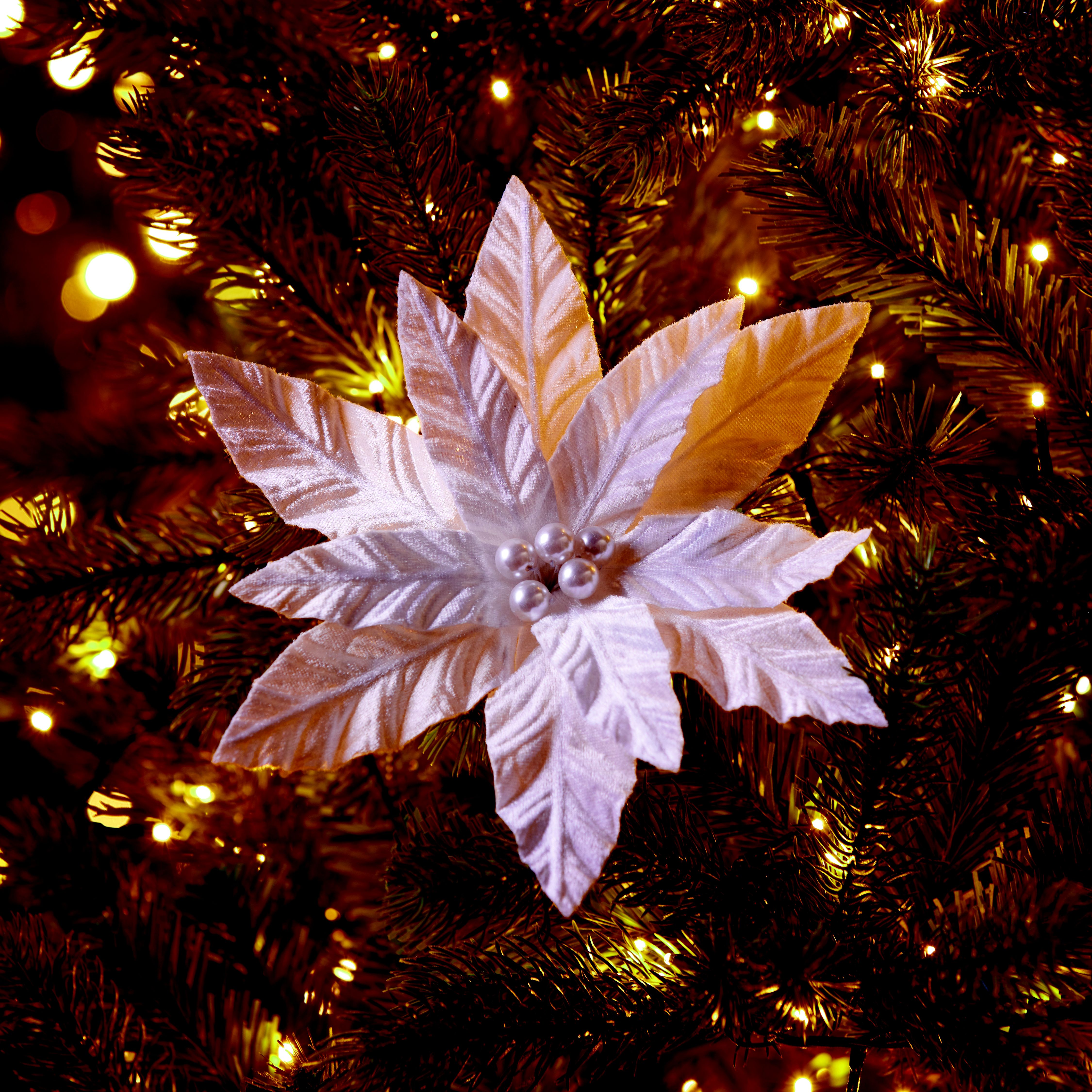 White Poinsettia Christmas Clip