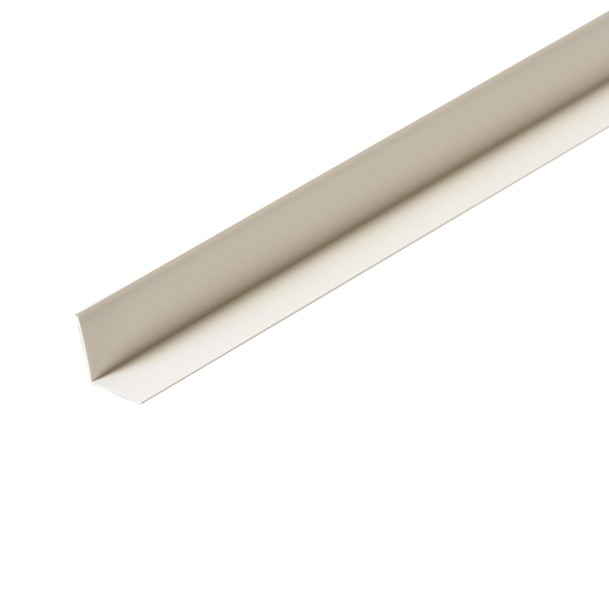 White Polyvinyl chloride (PVC) Angle profile, (L)2.4m (W)25mm (T)25mm