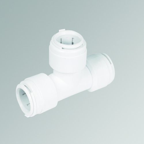 White Push-fit Equal Pipe tee (Dia)22mm x 22mm x 22mm, Pack of 5 | DIY ...
