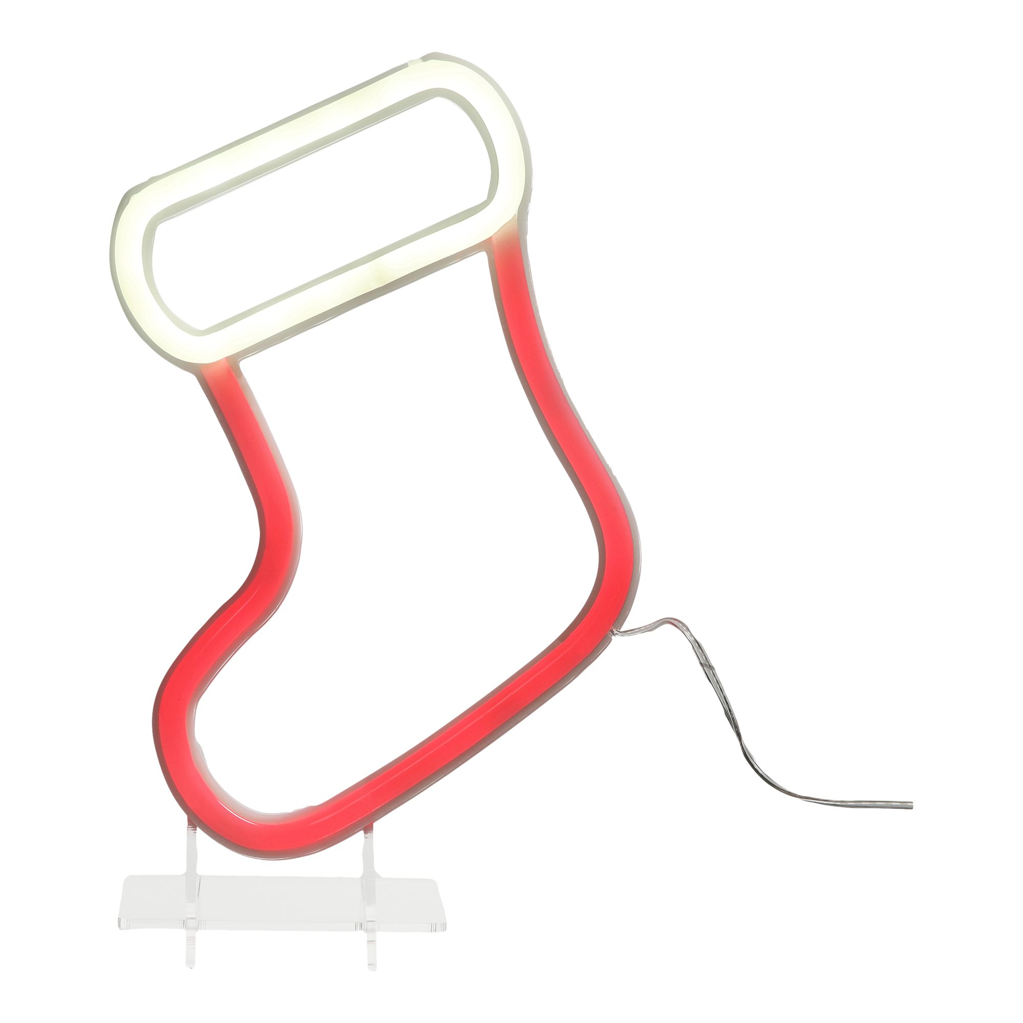 White/red LED Stocking Freestanding Silhouette (H) 220mm