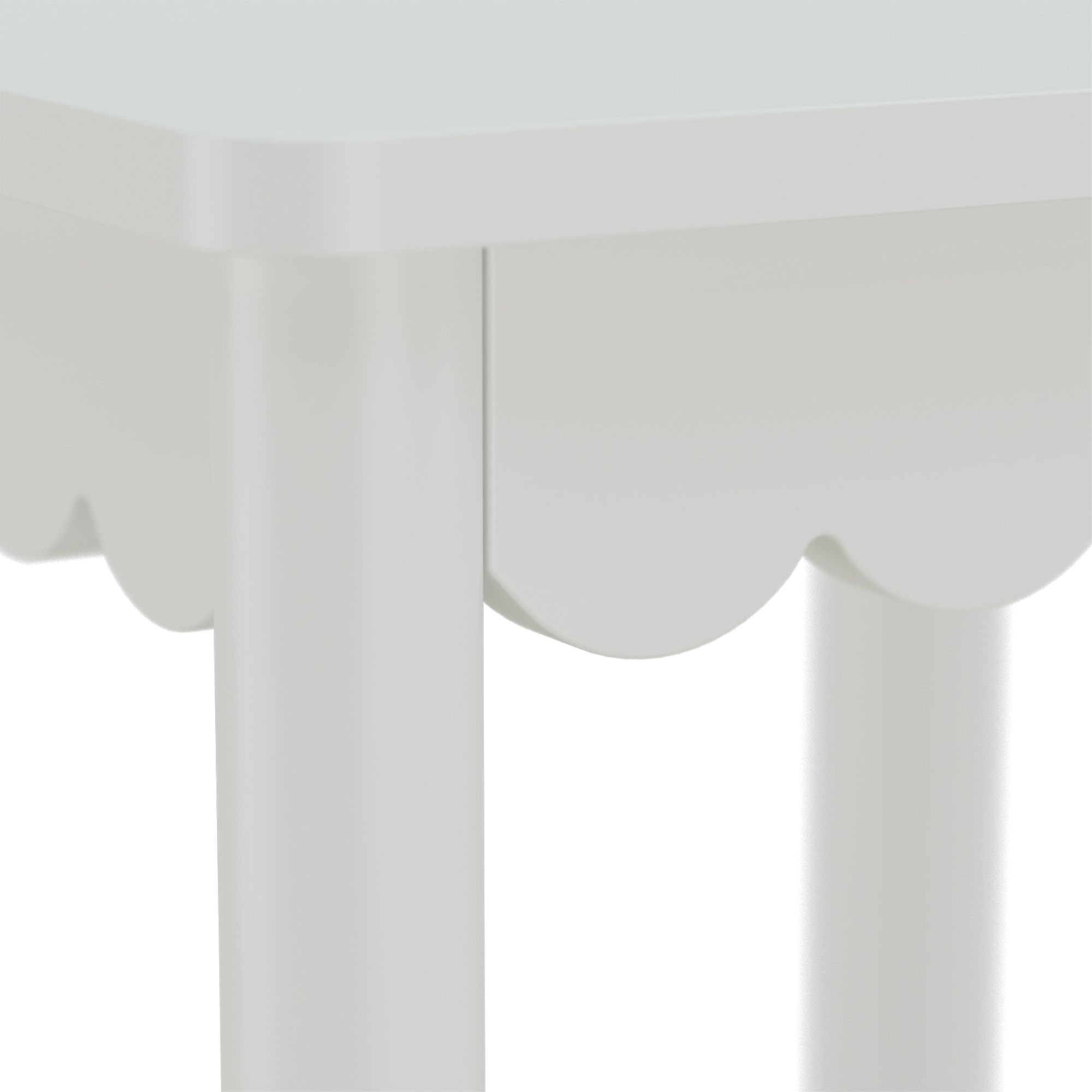 White Scalloped Side table (H)55cm (W)35cm (D)35cm