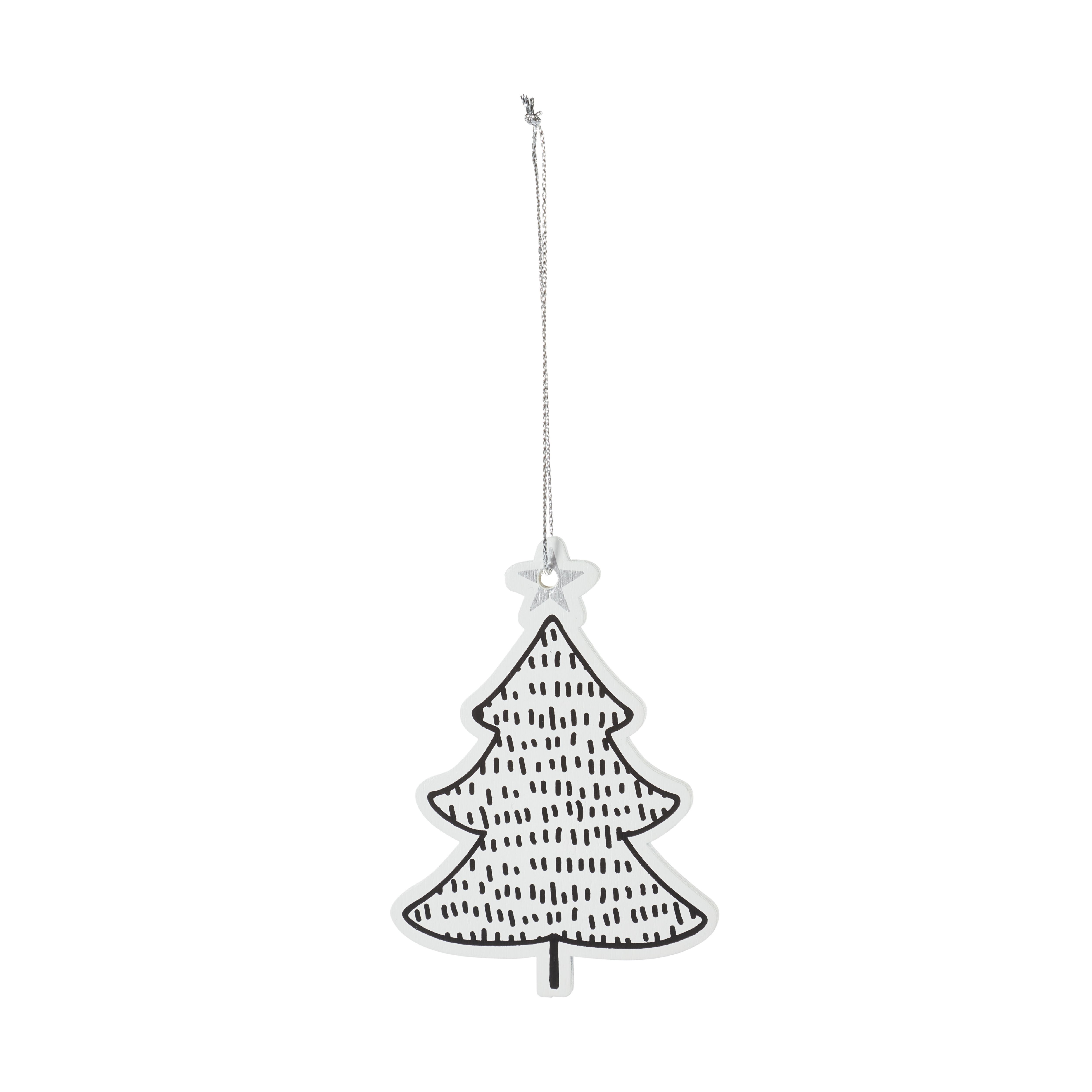 White Wood Dashed line Christmas tree Hanging ornament | DIY at B&Q