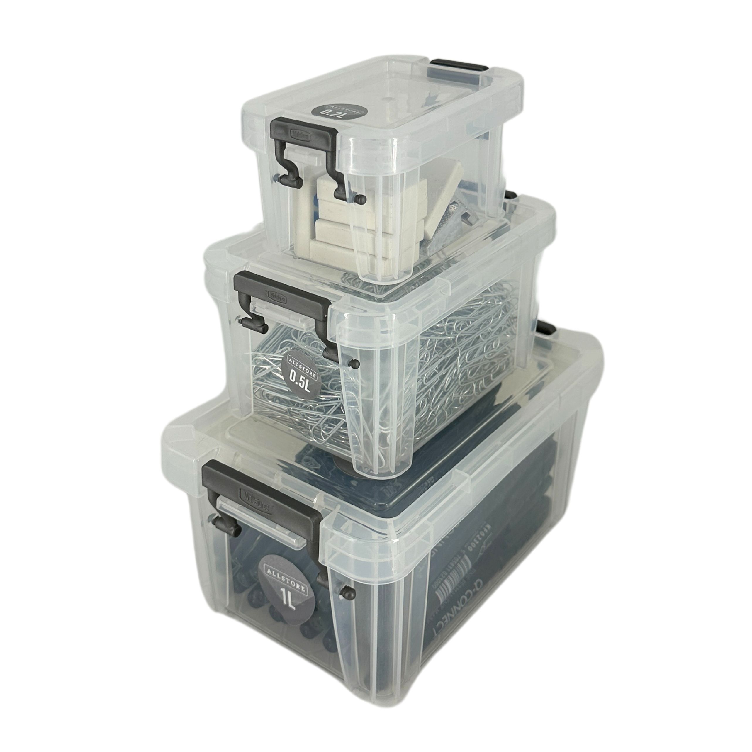 Whitefurze Allstore Heavy duty 1L Small Stackable Storage box with Lid ...
