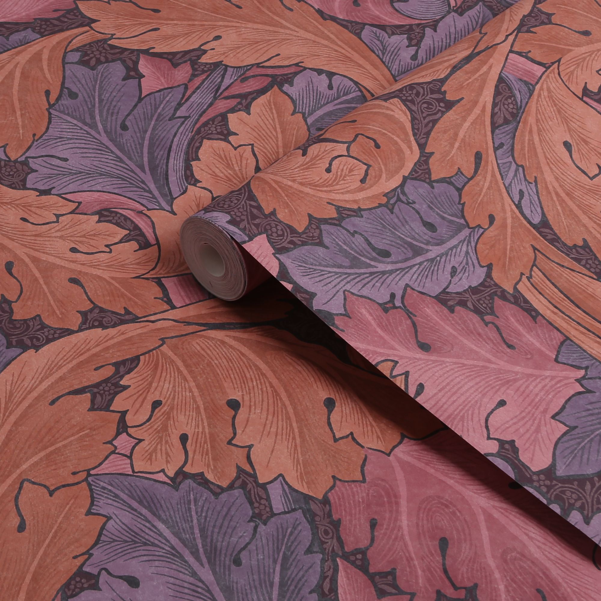 William Morris Gallery Collection Plum Acanthus Smooth Wallpaper | DIY ...
