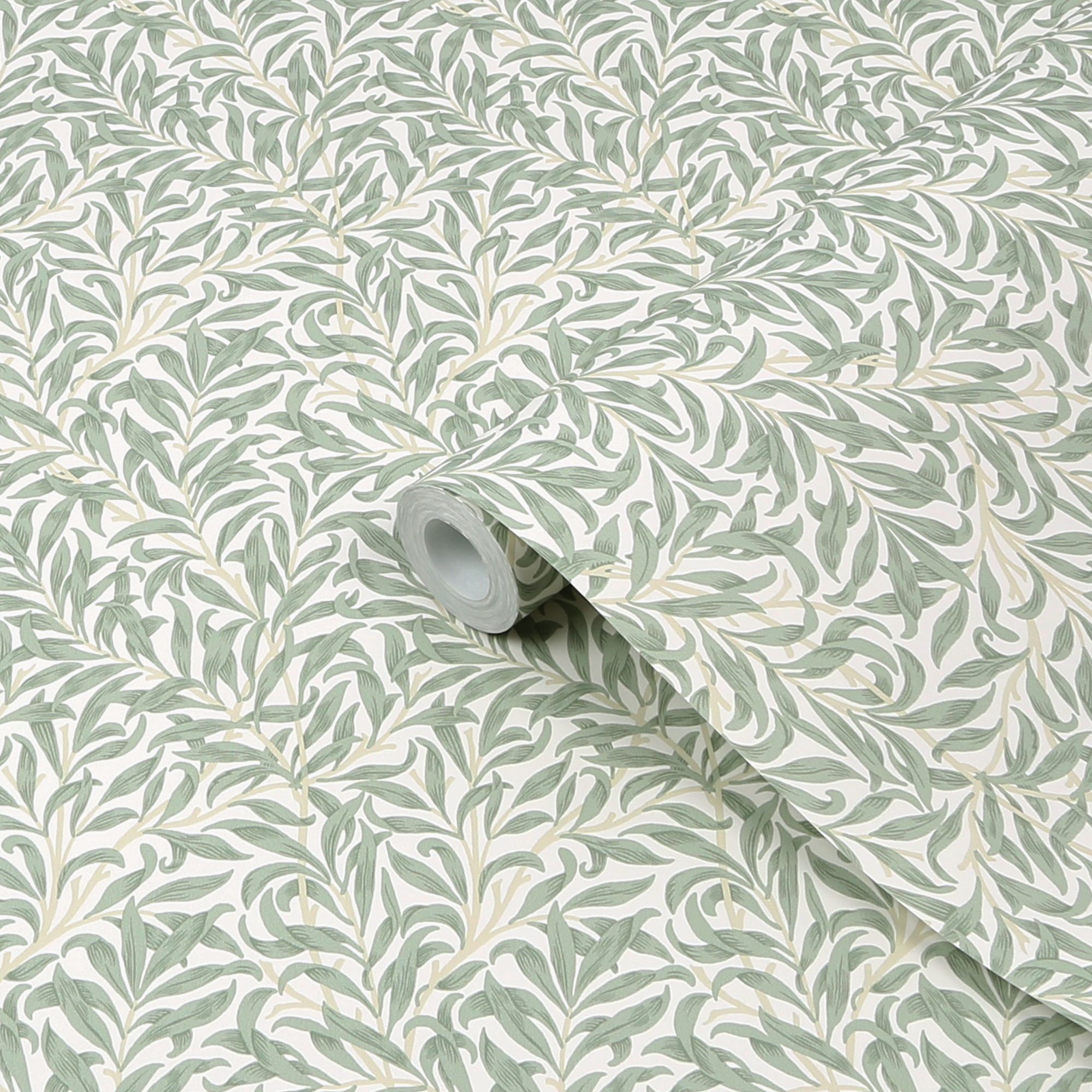 William Morris Soft Sage Bough Ditsy Patterned Smooth Wallpaper