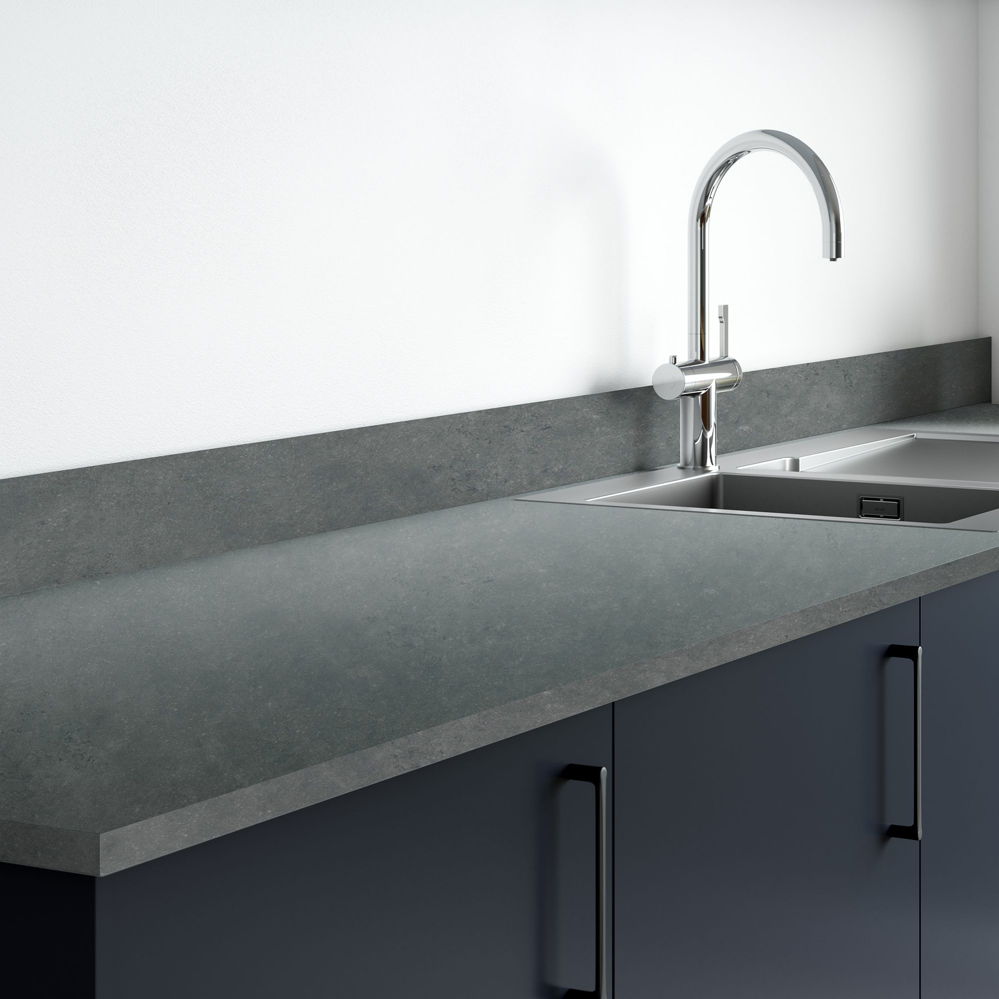 Wilsonart Brasilia Matt Grey Stone effect Laminate Kitchen Upstand (L ...