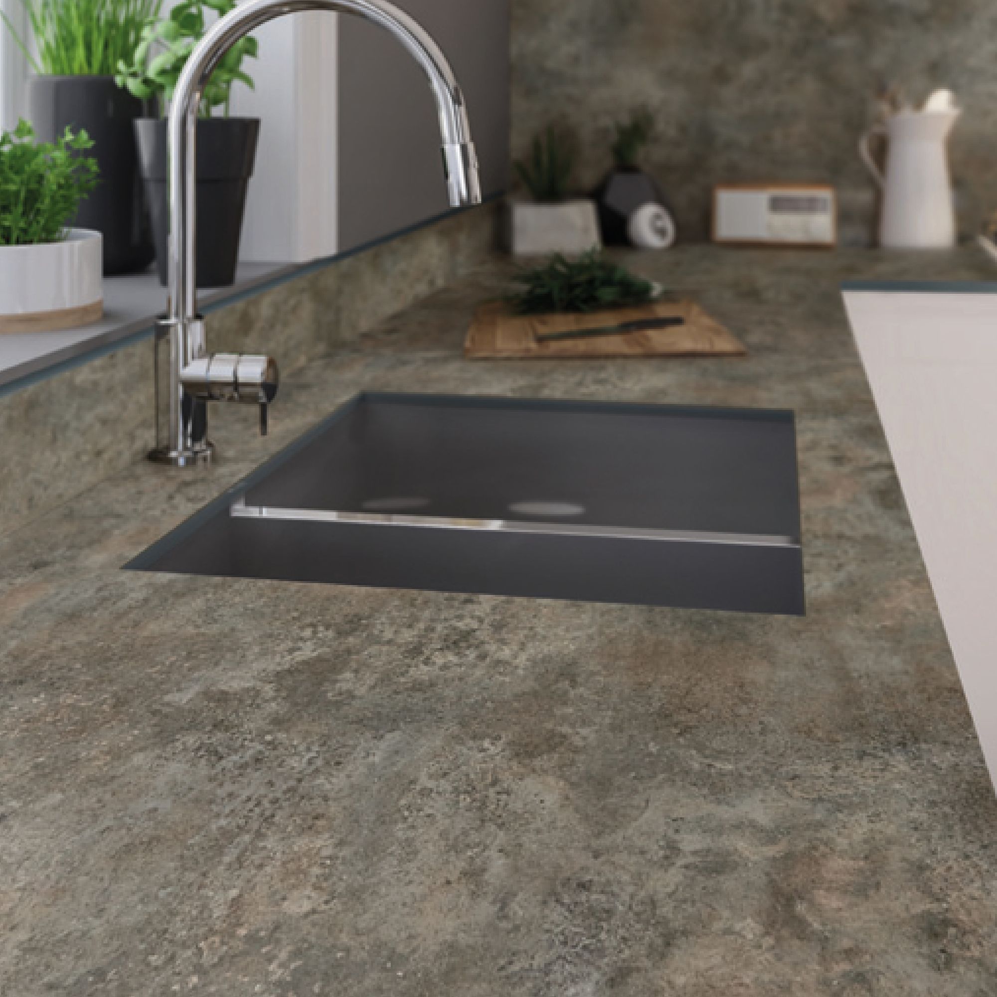 Wilsonart Caldeira Brown Concrete effect Compact Laminate Square edge ...