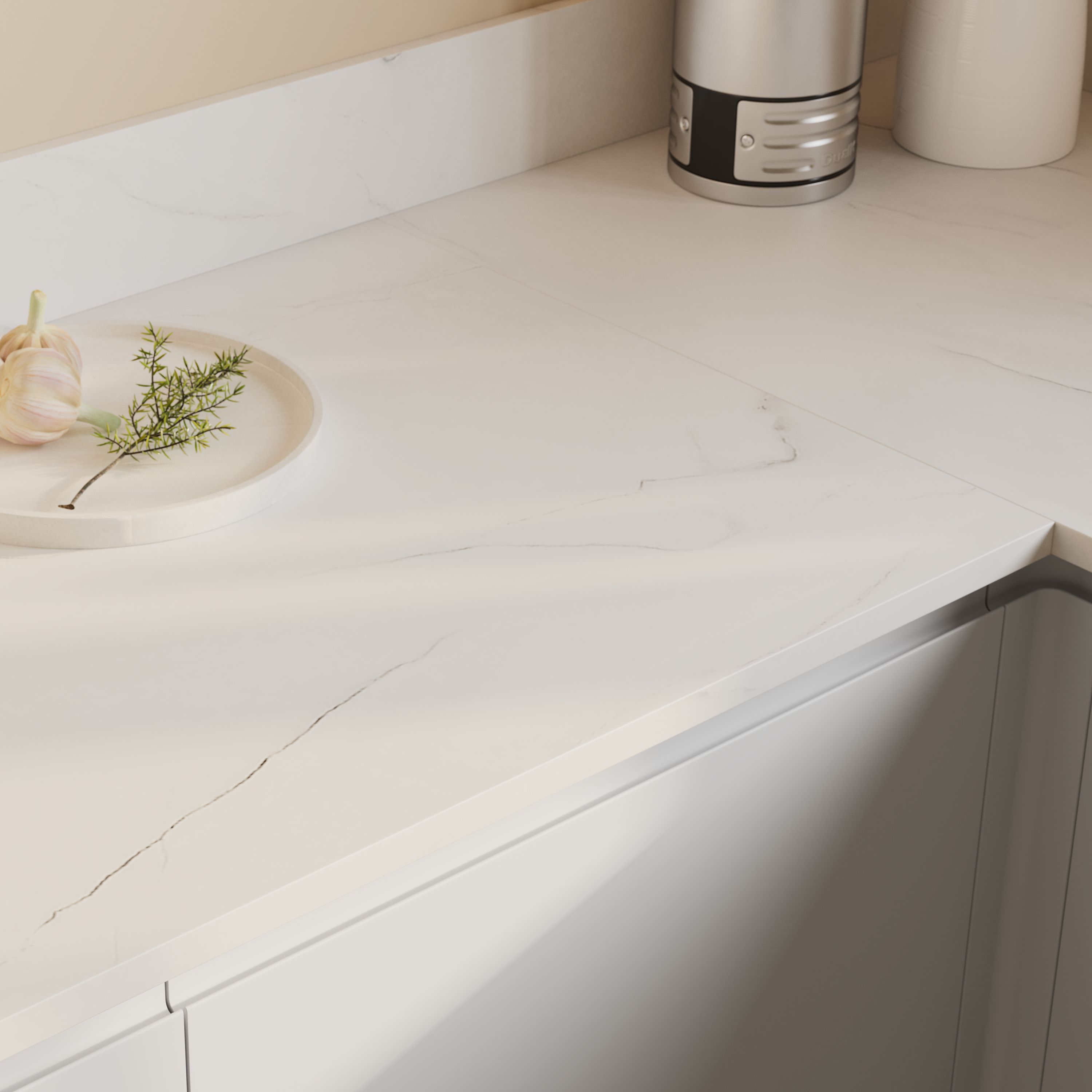 Wilsonart Marbre de paros Matt White Concrete effect Laminate Kitchen ...