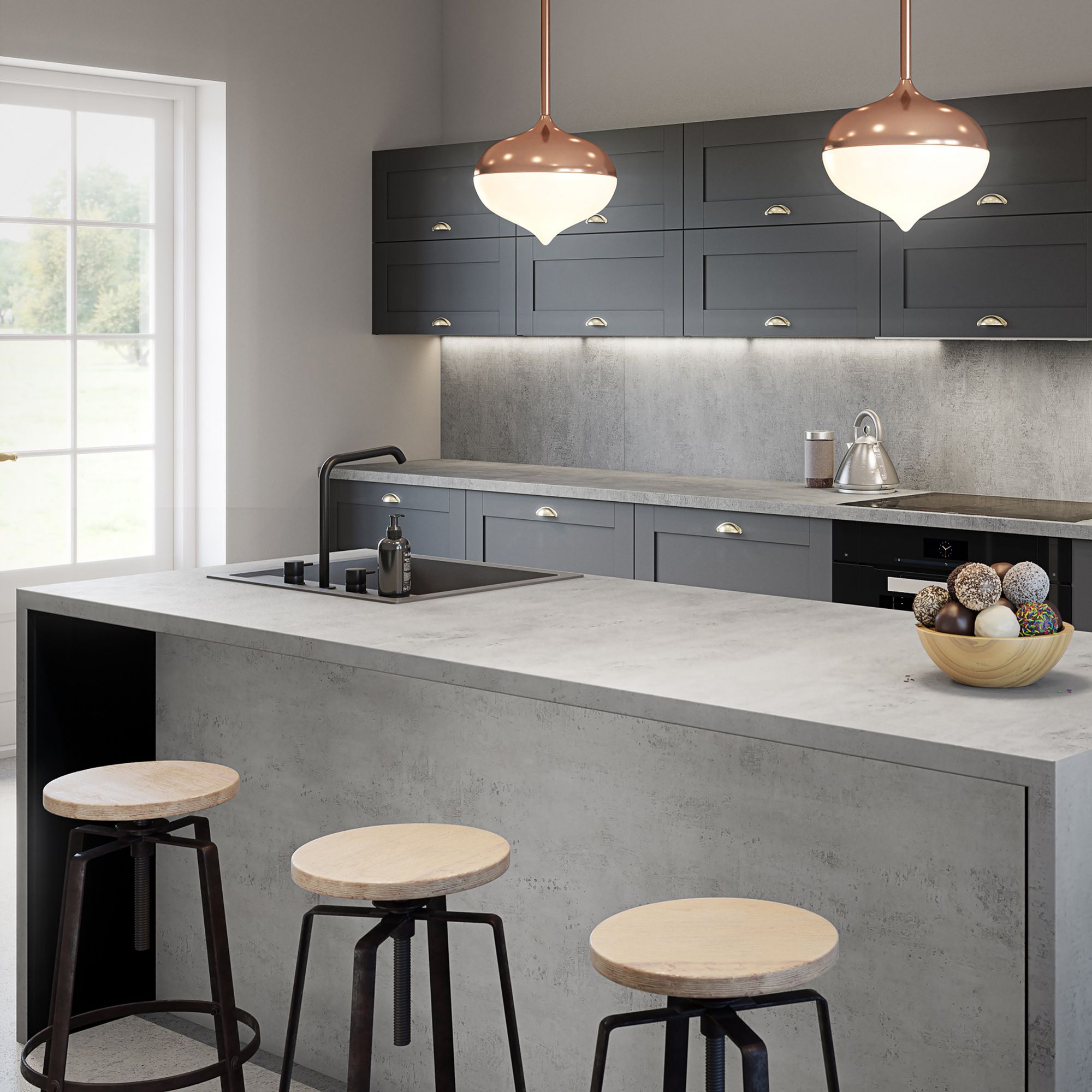 Wilsonart Woodstone blanc Matt White Concrete effect Laminate Square ...